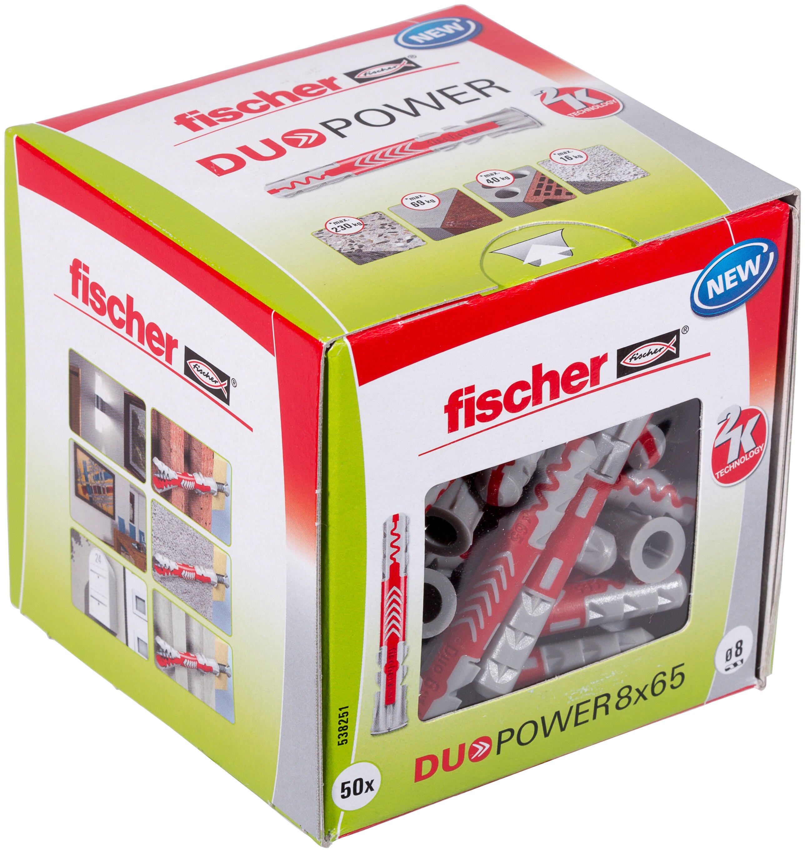 Lot de 50 Cheville pour tout type de mur duopower Duopower 8x65 FISCHER ...