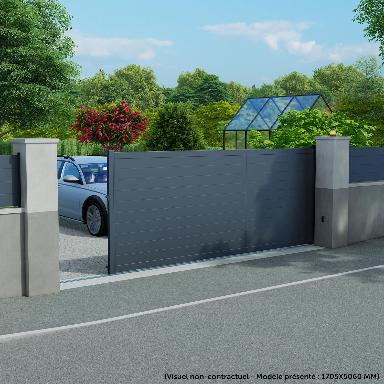 Portail coulissant aluminium Lao gris zinc, Klos up!, l.462 x H.125.8 ...