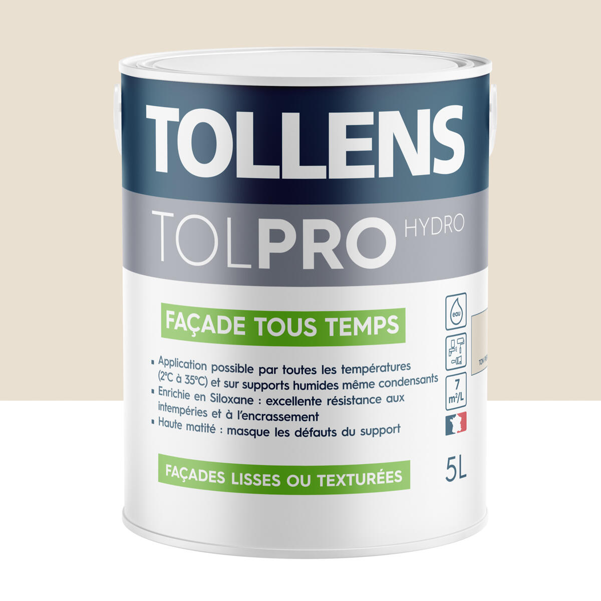Peinture extérieure façade Tolpro tous temps TOLLENS PRO ton pierre mat ...