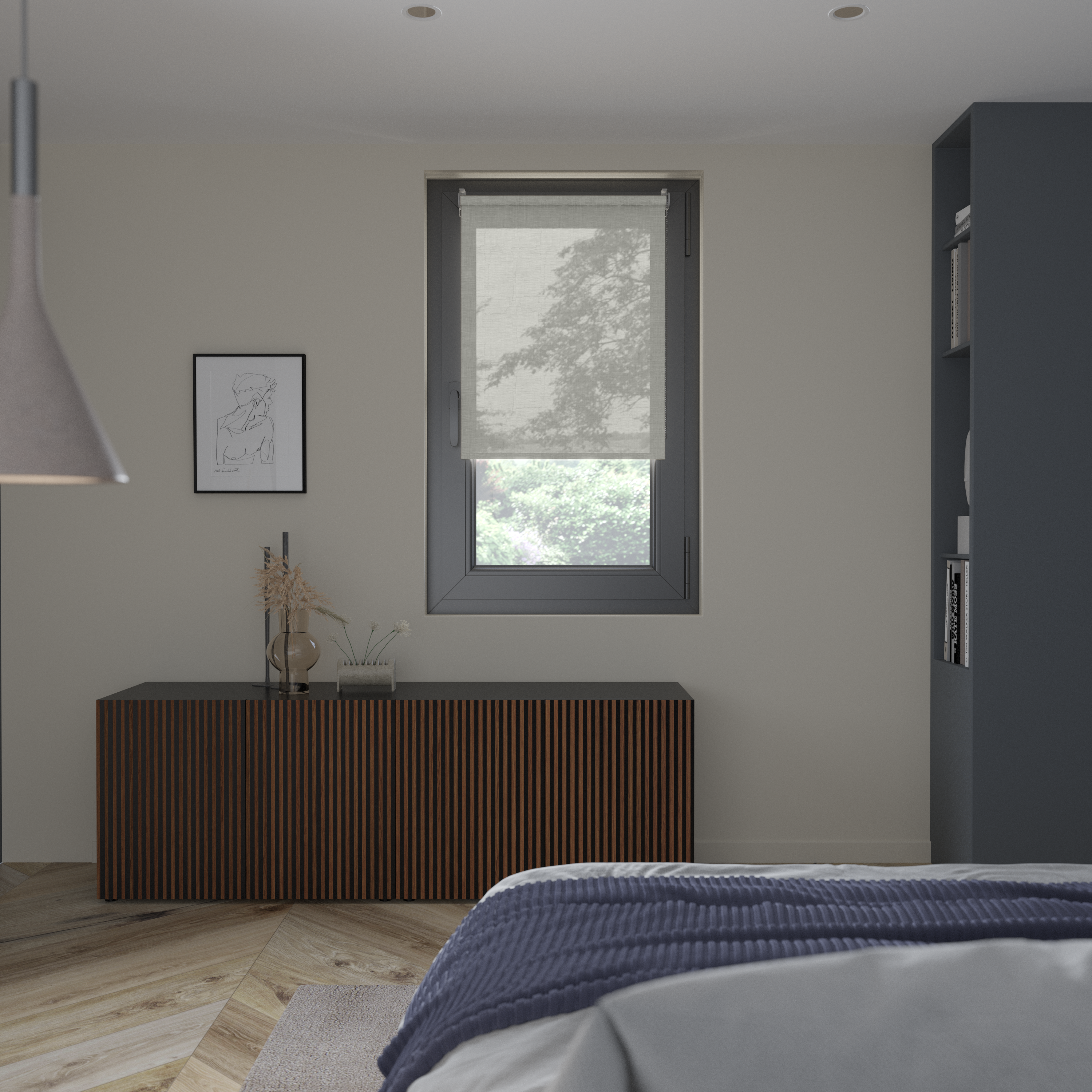 Tenda a rullo screen INSPIRE Puebla grigio bianco perla 90x250 cm ...