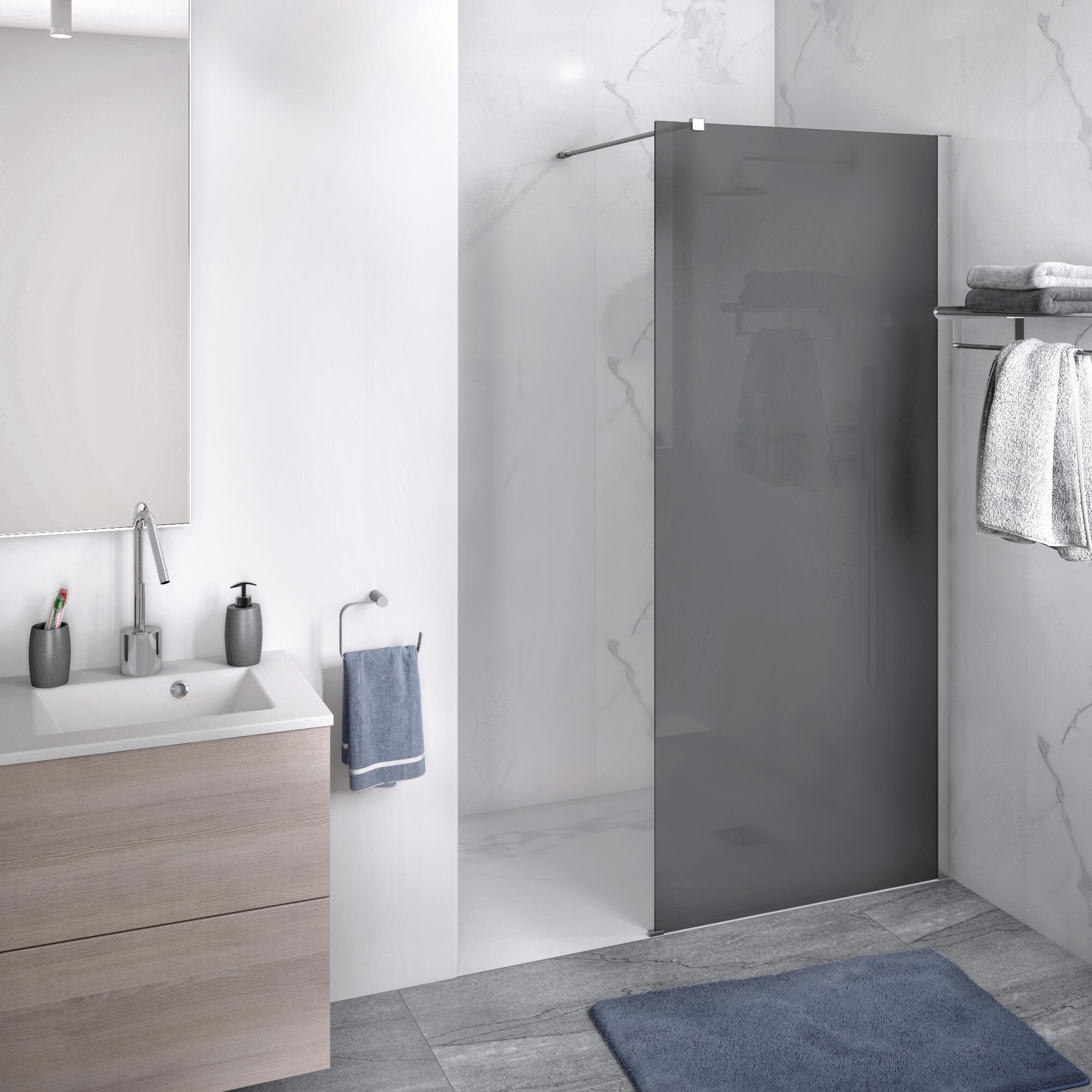 Receveur wedi 90X140 cm paroi Remix fumé argent | Leroy Merlin