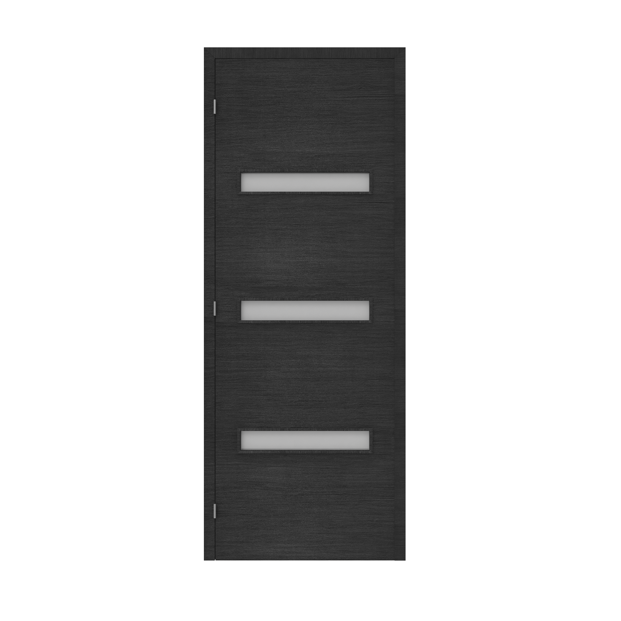 Bloc-porte MDF vitré London, gris anthr. H.204 x l.73 cm, poussant g ...