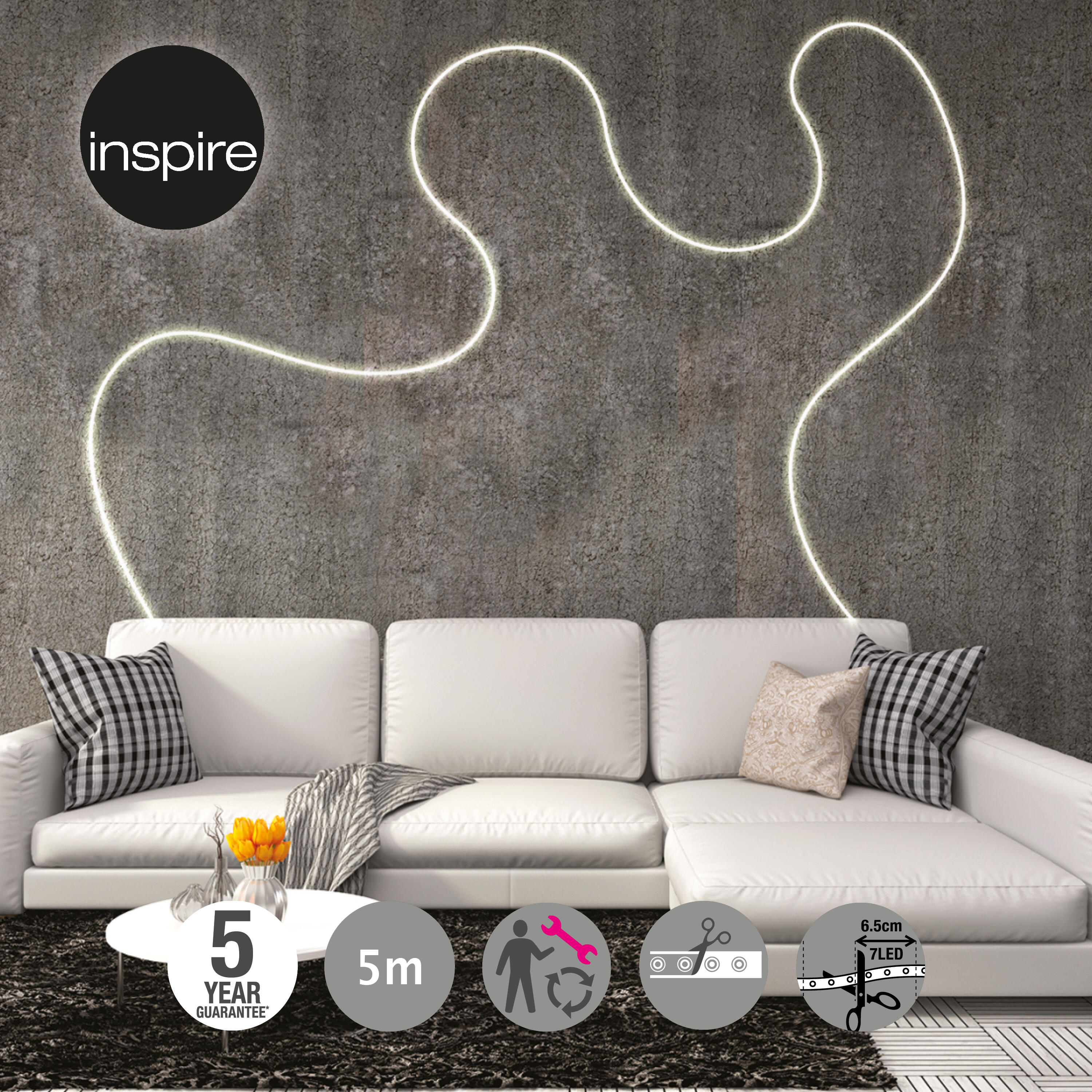 Kit ruban LED Néon L.5m blanc neutre 4000 Kelvins, Tiopi INSPIRE ...