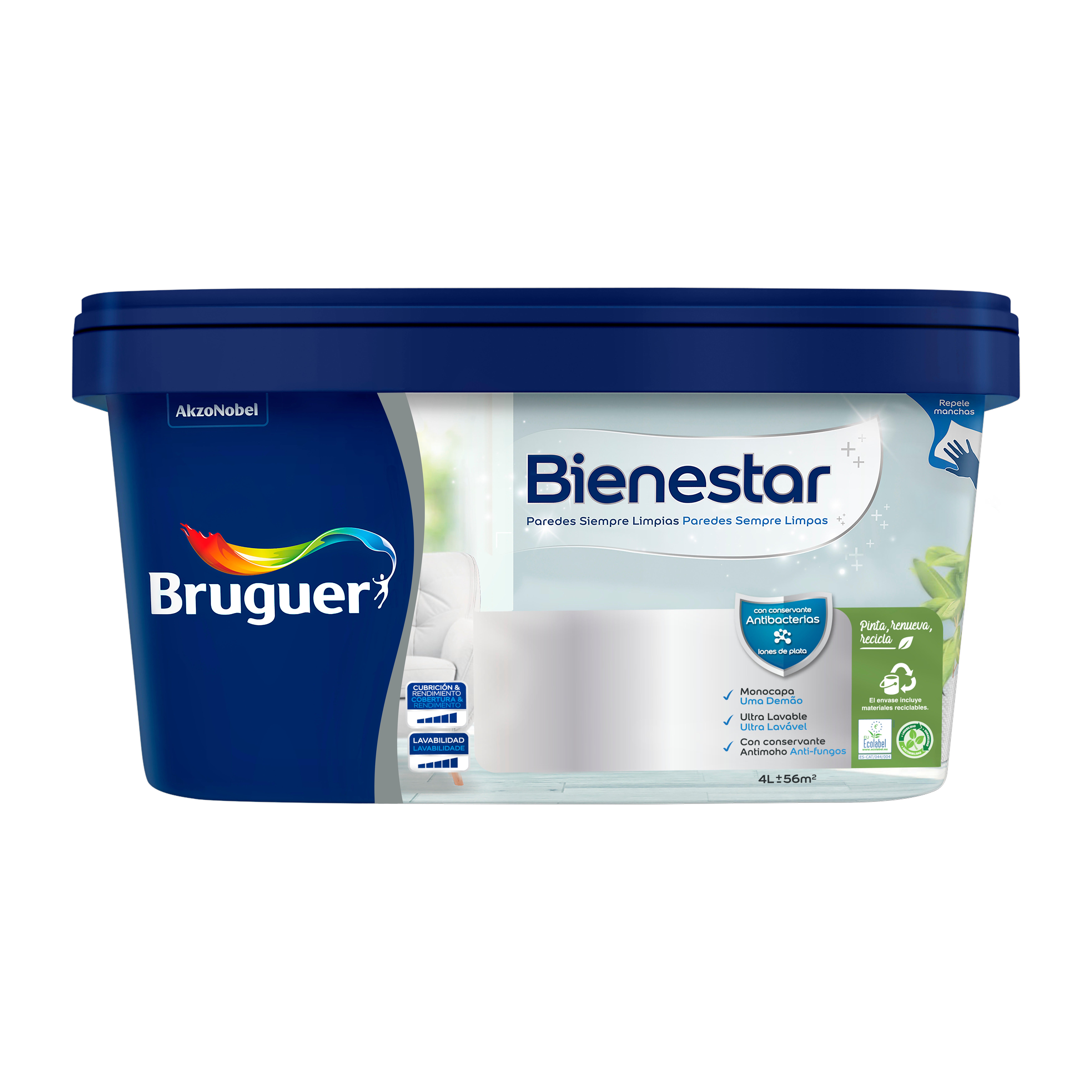 Pintura interior bienestar BRUGUER mate 4L aire fresco | Leroy Merlin