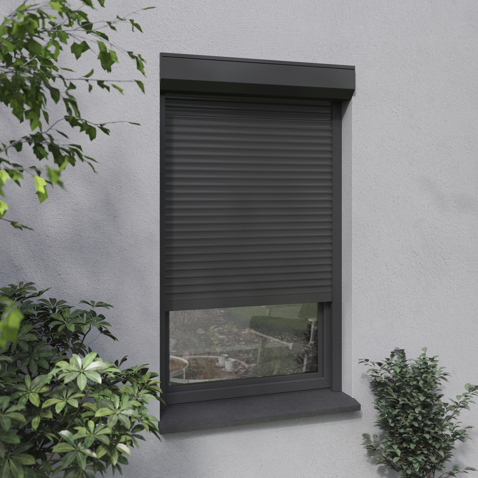 Volet roulant électrique alu. isolé gris motorisé filaire, H.130 x l ...