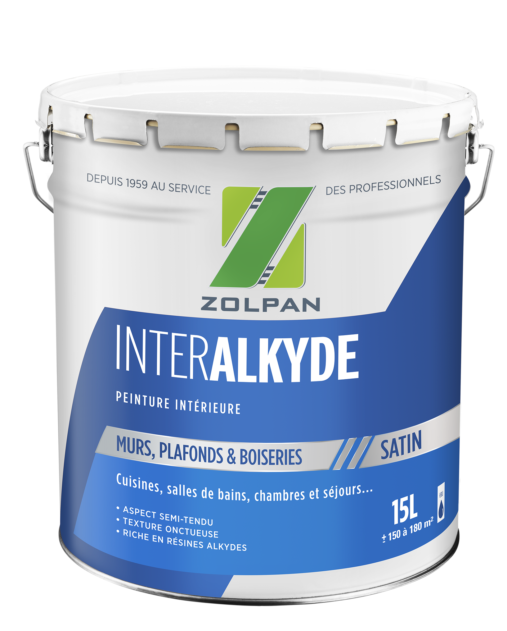 Peinture mur, plafond blanc satin ZOLPAN Inter alyde 15L | Leroy Merlin