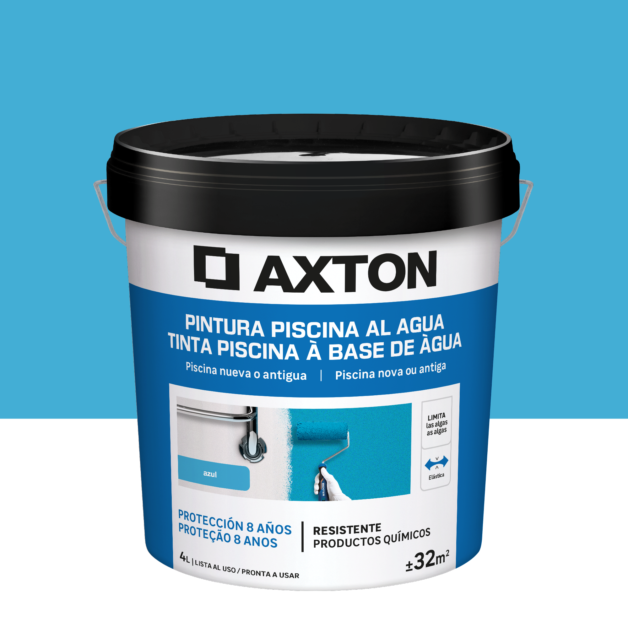Pintura exterior color azul para hormigón, piscina AXTON mate 4L base ...