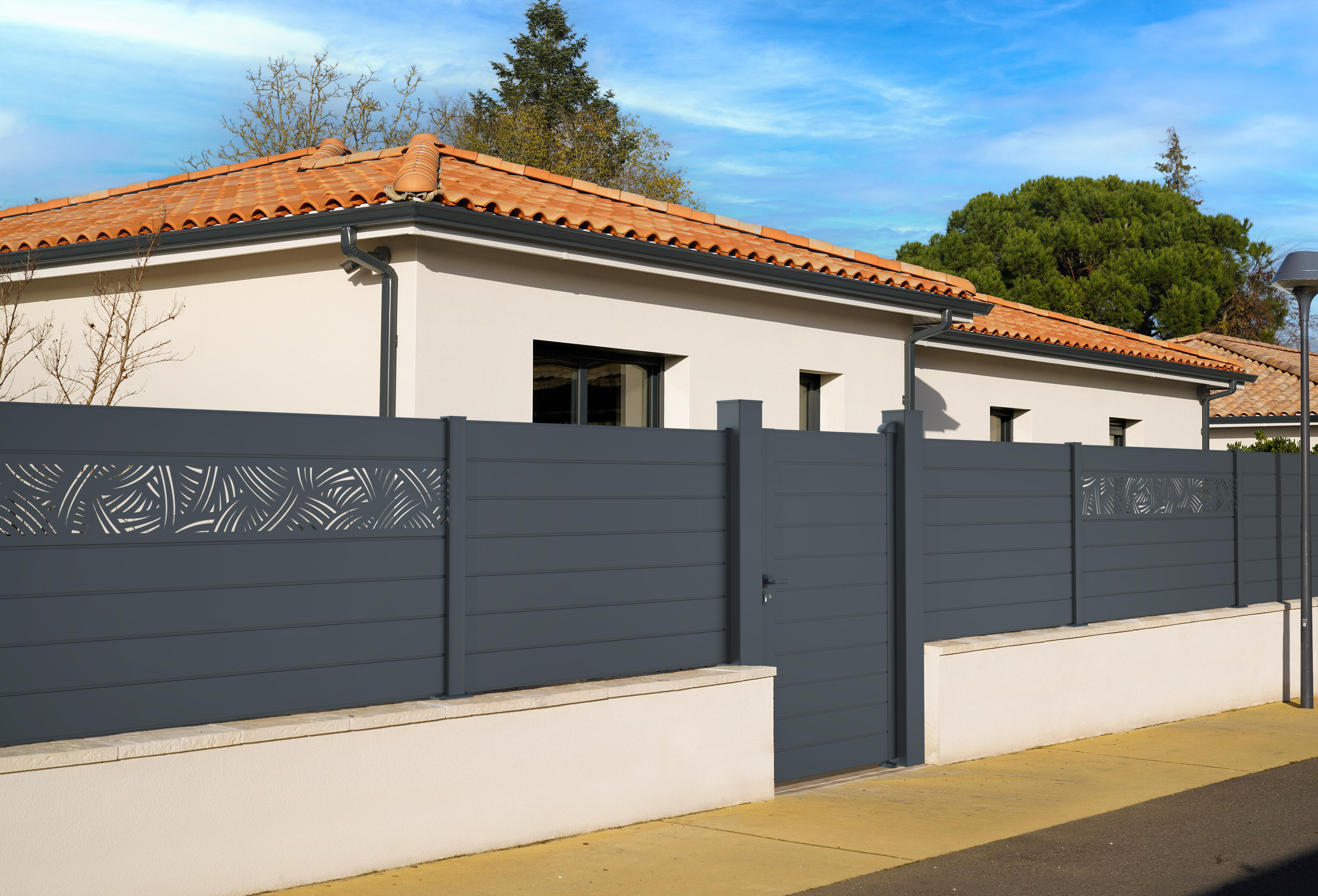 Portillon battant alu CLOSIUM Gris, l. 100 x H. 180 cm | Leroy Merlin