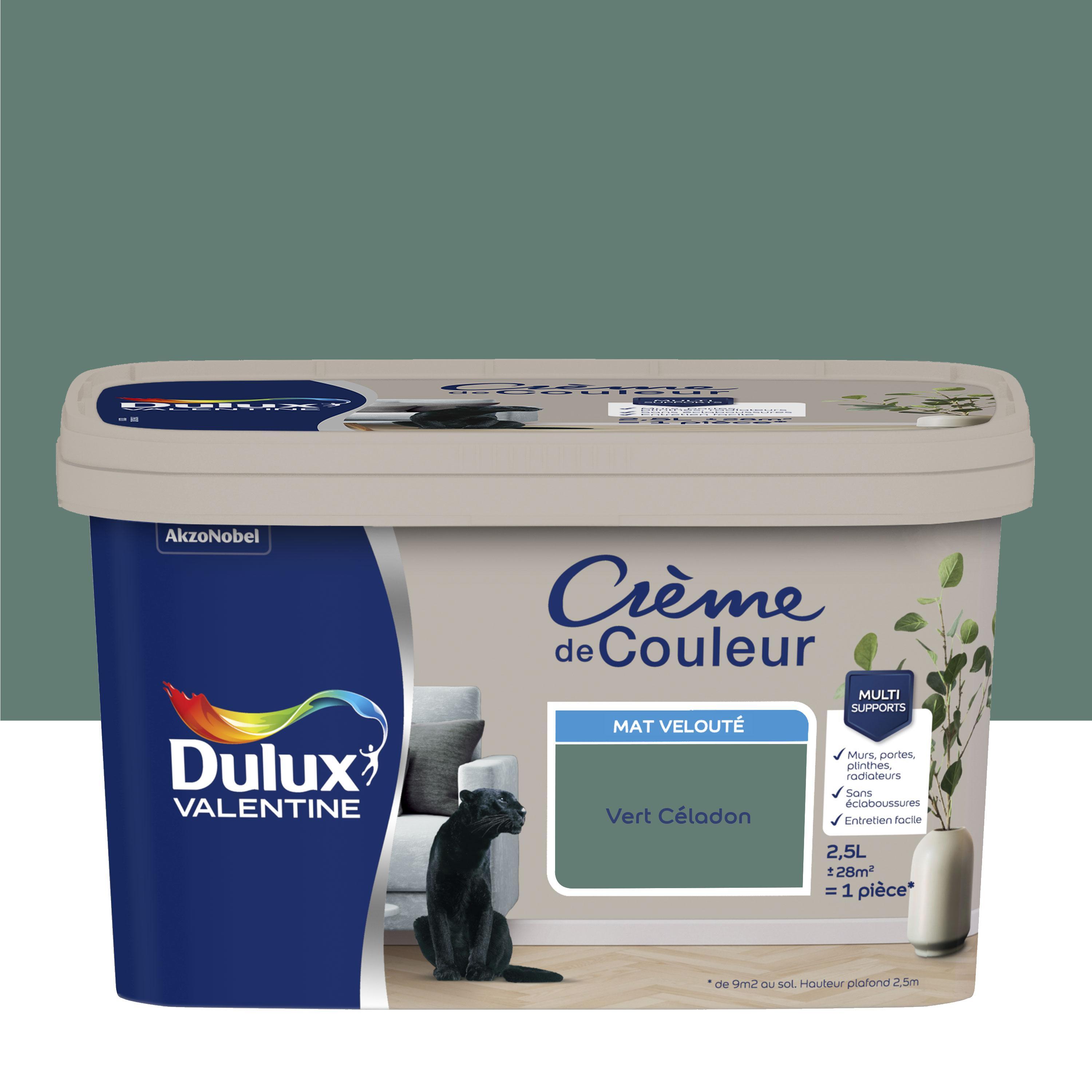 Peinture mur, boiserie vert céladon mat DULUX VALENTINE Crème de ...