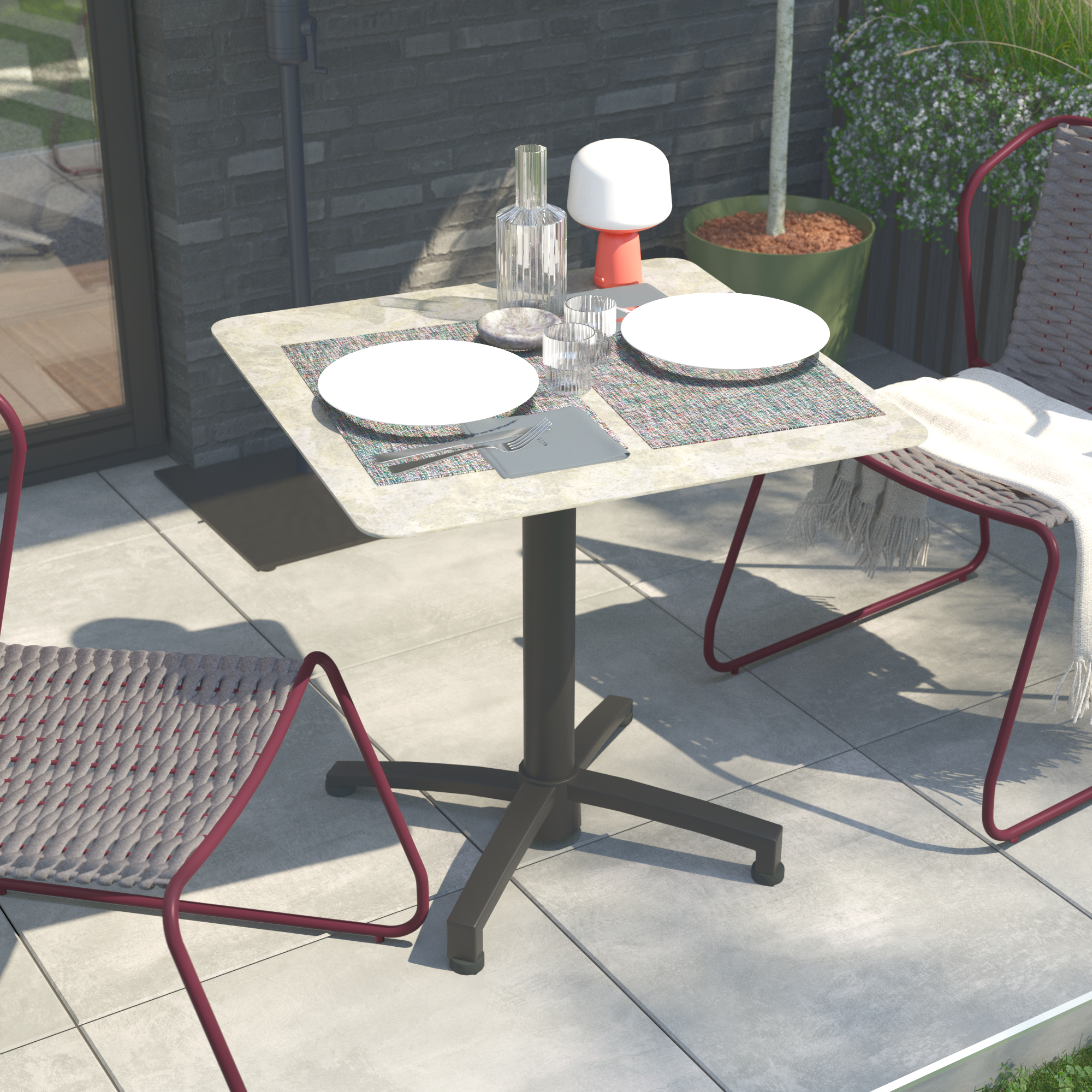 Conjunto de jardín NATERIAL Origami de aluminio morado para 2 personas ...