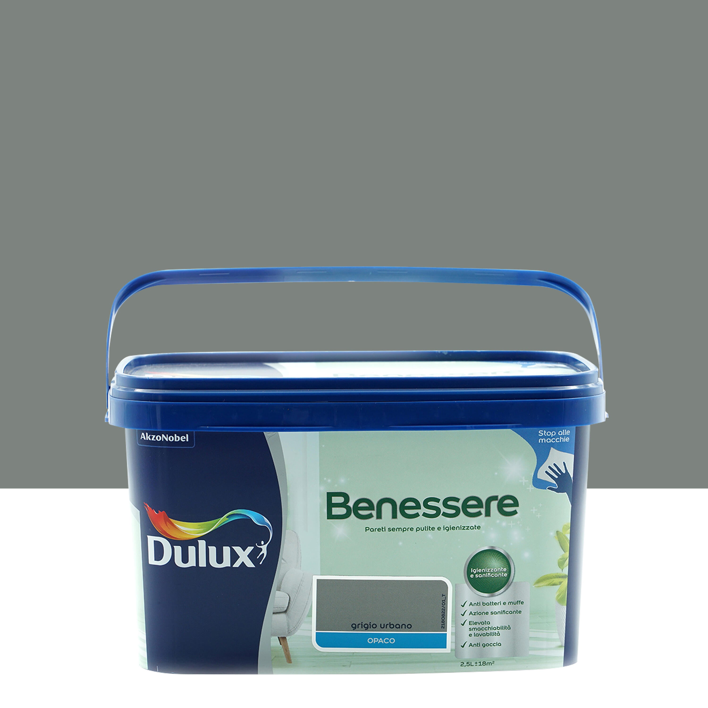 Pittura per interni super lavabile, DULUX grigio urbano opaco, 2.5 L ...