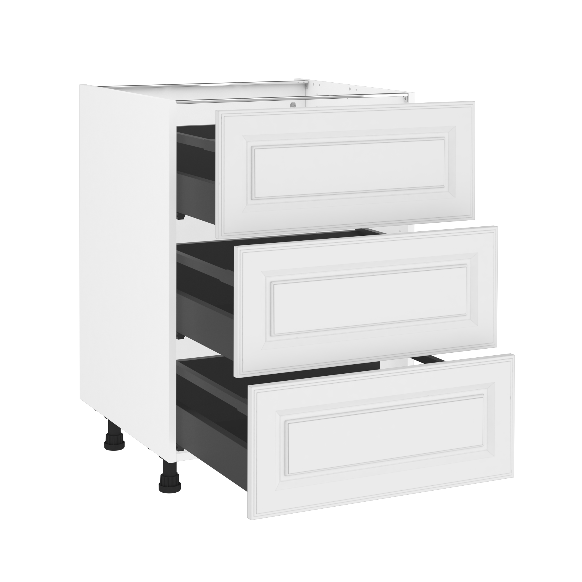 Meuble bas de cuisine Oxford blanc 3 tiroirs H77 x l60 | Leroy Merlin