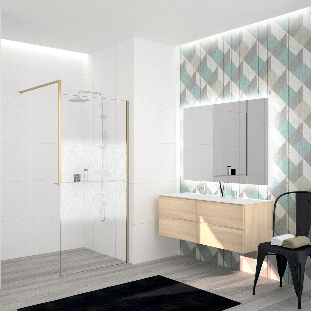 Box doccia walk-in eli design L 120 x H 200 cm, vetro 8 mm serigrafato ...