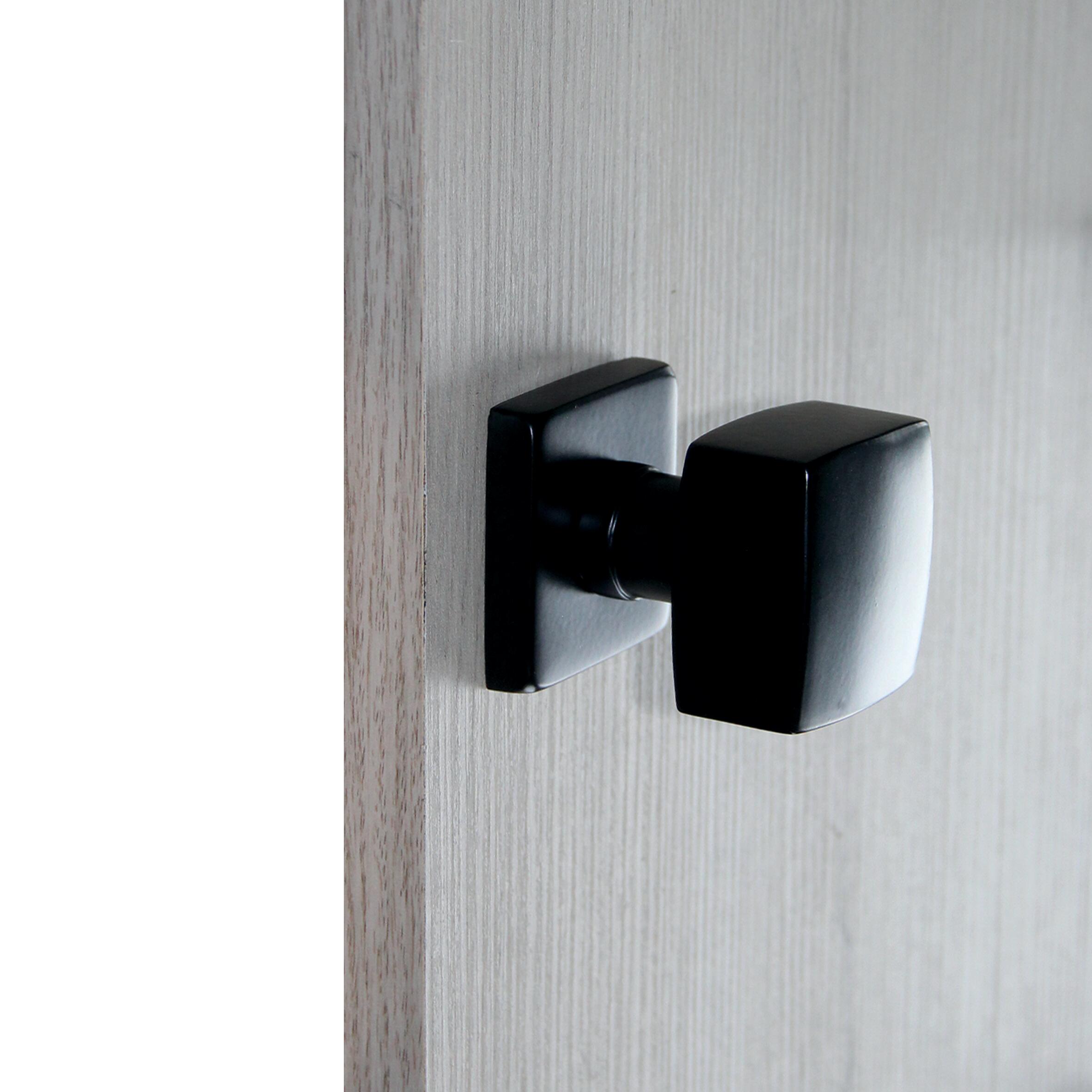 Bouton de porte LINEA BERTOMANI Carre noir mat A7, aluminium sans trou ...