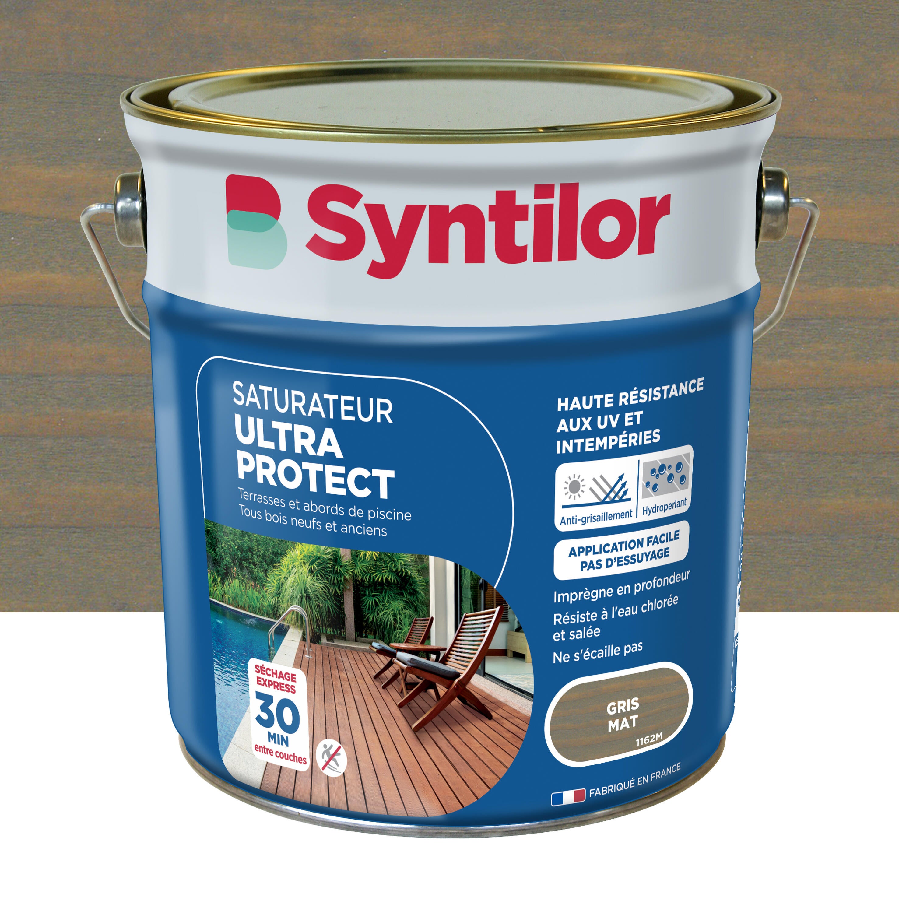Saturateur pour bois extérieur SYNTILOR Ultra protect gris mat 2.5 l ...