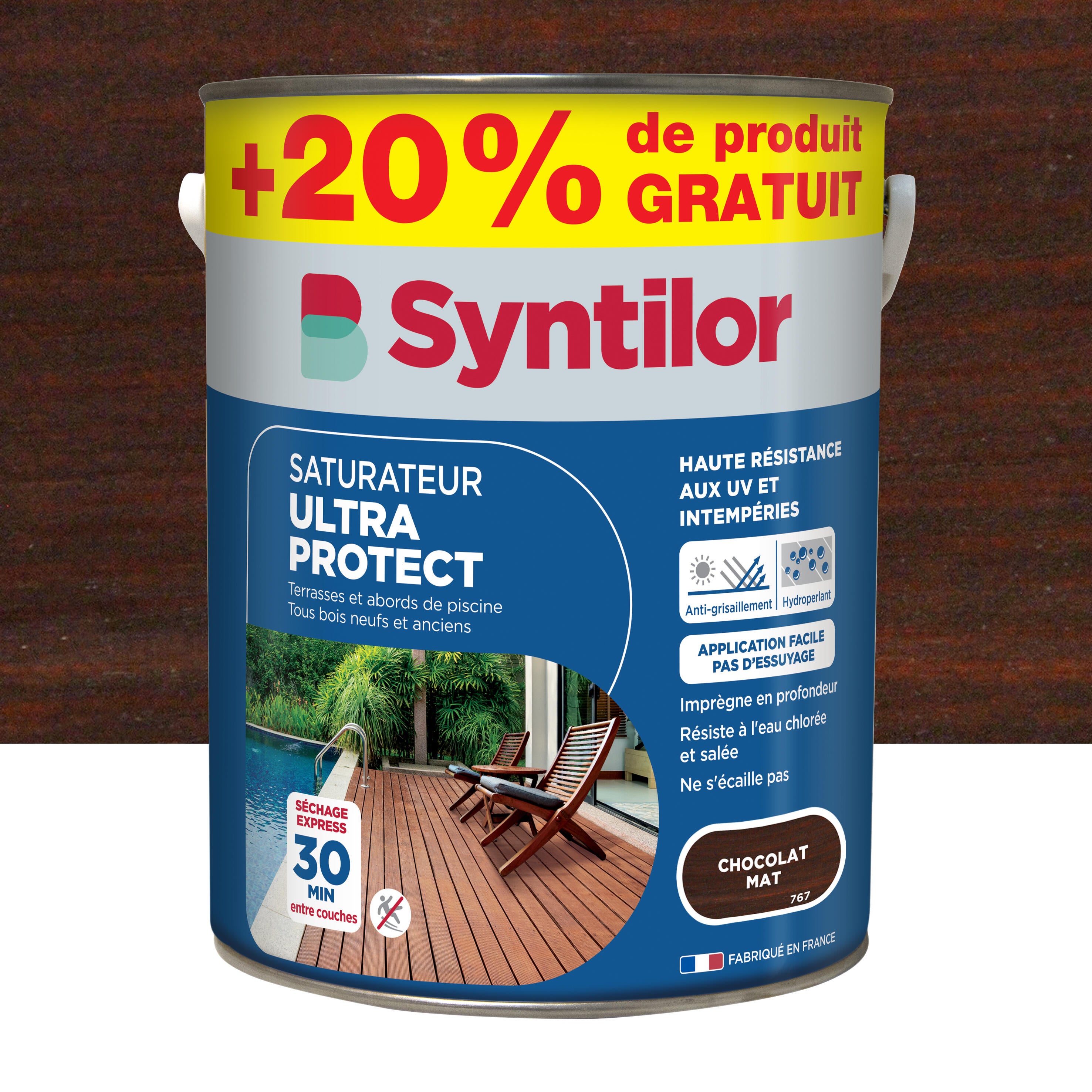 Saturateur pour bois extérieur SYNTILOR Ultra protect chocolat mat 5L+20% gratui | Leroy Merlin