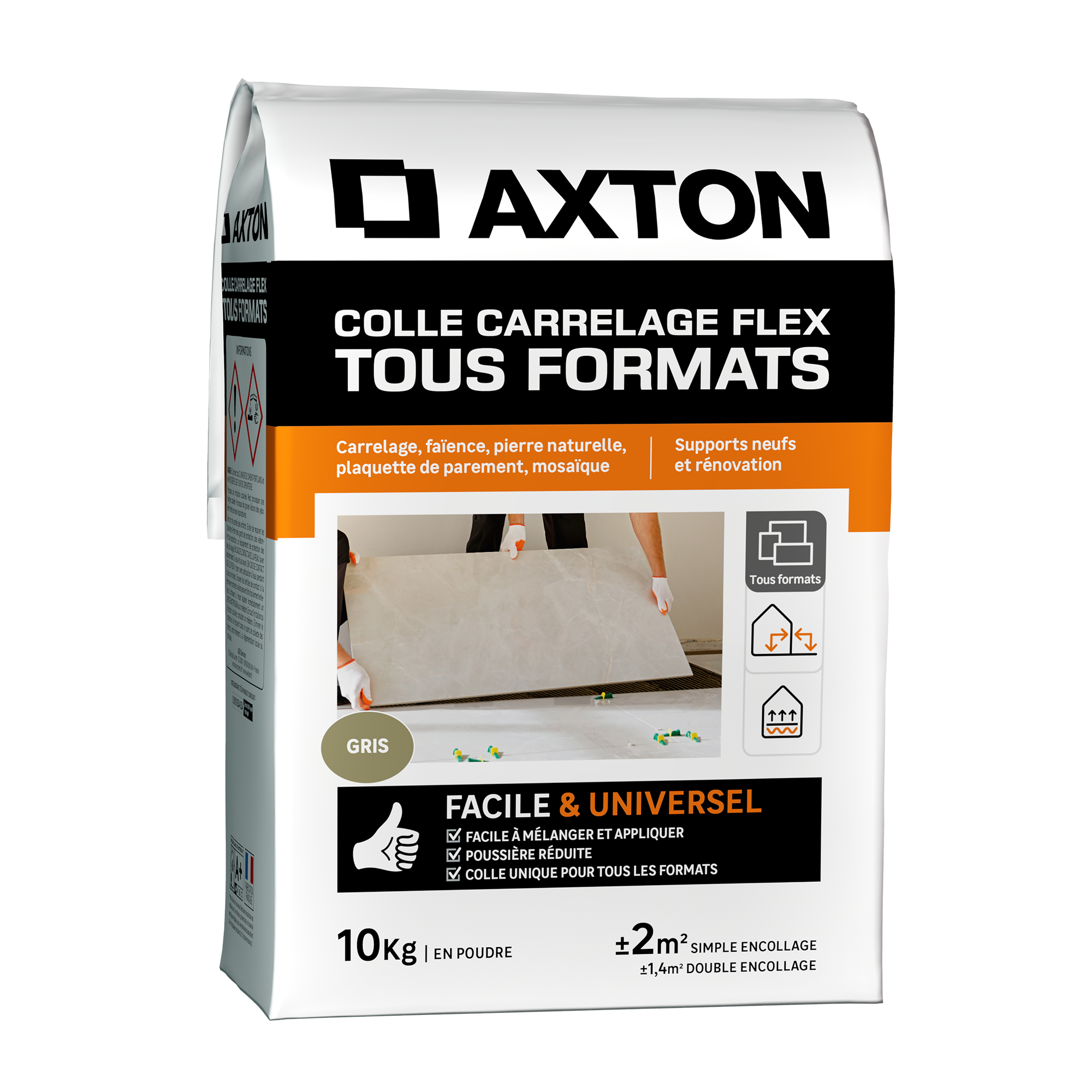 Colle en poudre sol/mur, intérieur/extérieur, tous formats, gris AXTON ...