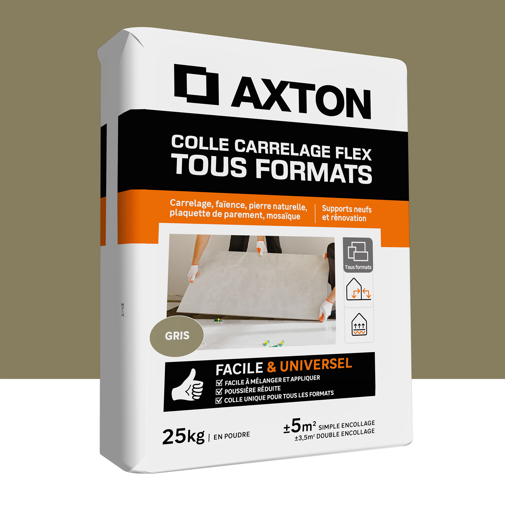 Colle en poudre sol/mur, intérieur/extérieur, tous formats, gris AXTON ...