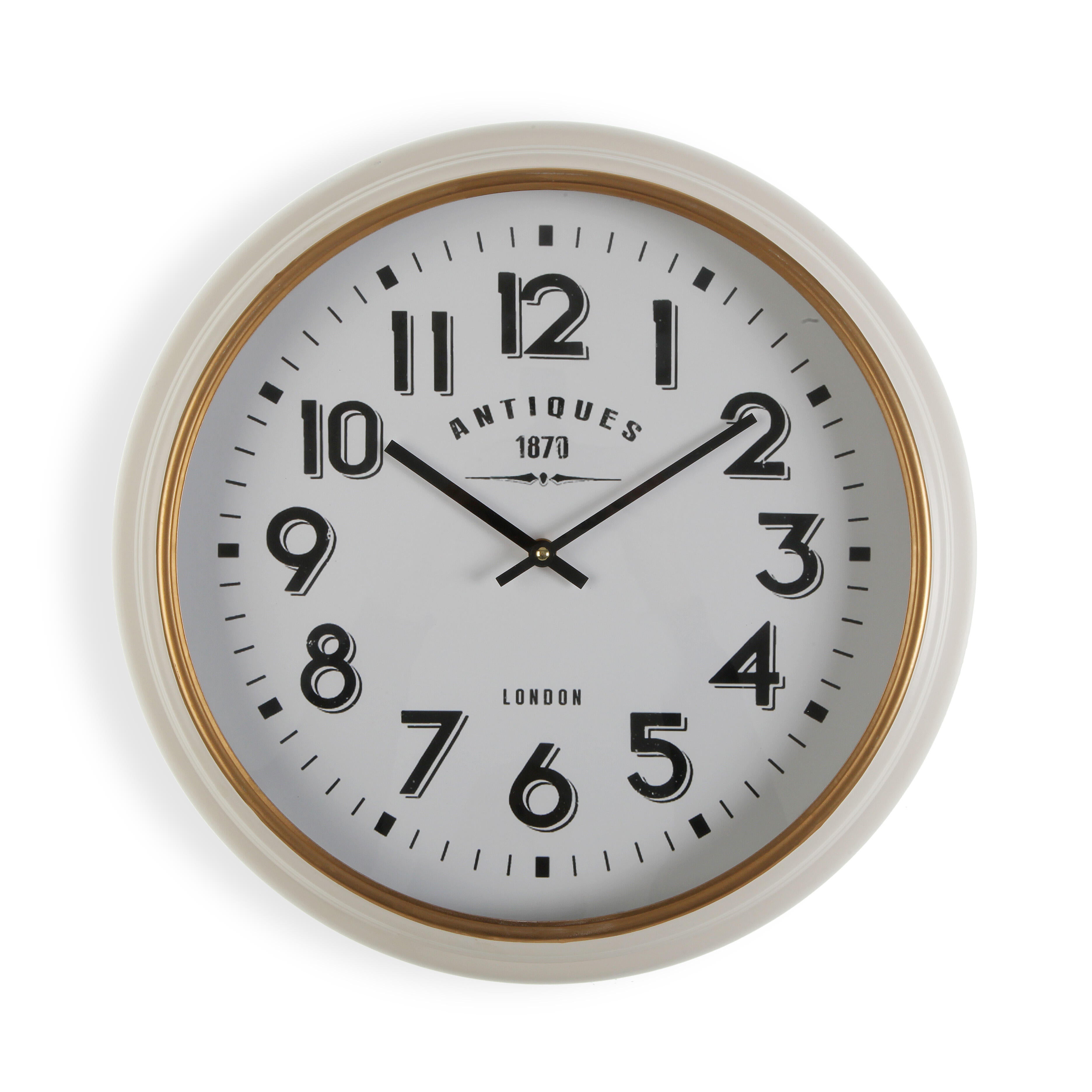 Reloj de pared redondo Metálico blanco dorado de 42 cm | Leroy Merlin