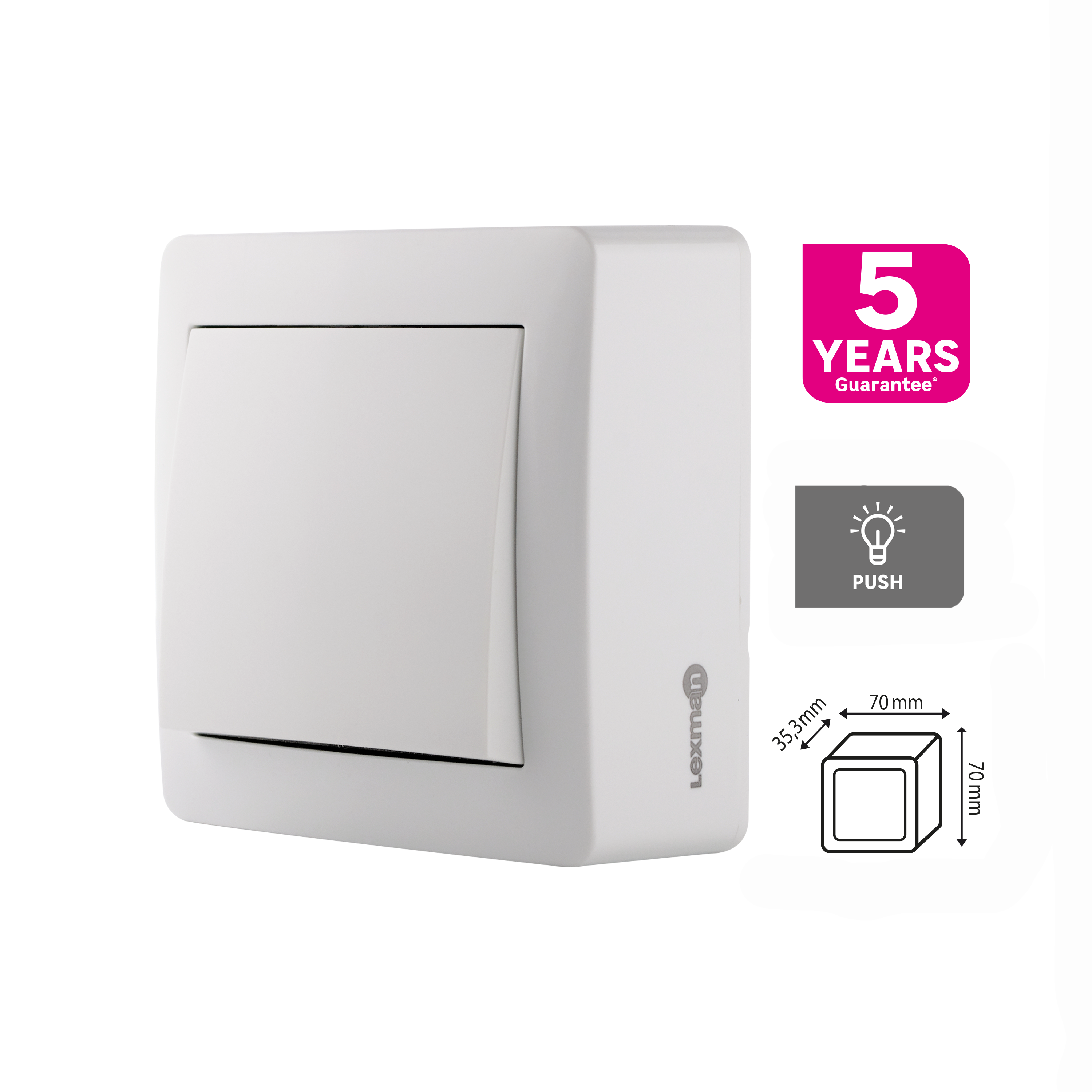 Interrupteur va-et-vient, LEXMAN Surface, blanc | Leroy Merlin