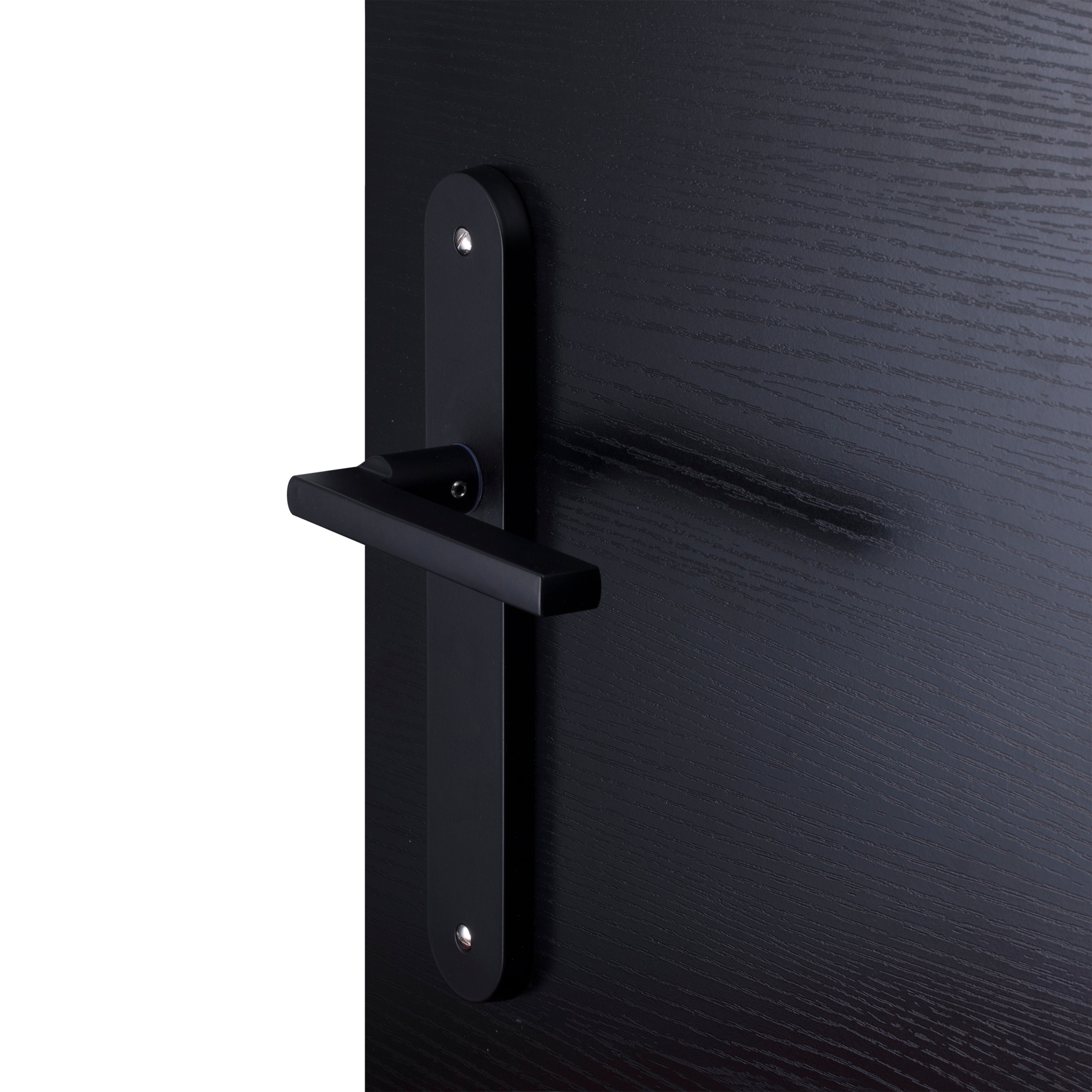 2 poignées sur plaque sans trou Lee aluminium noir mat, entraxe 195 mm ...