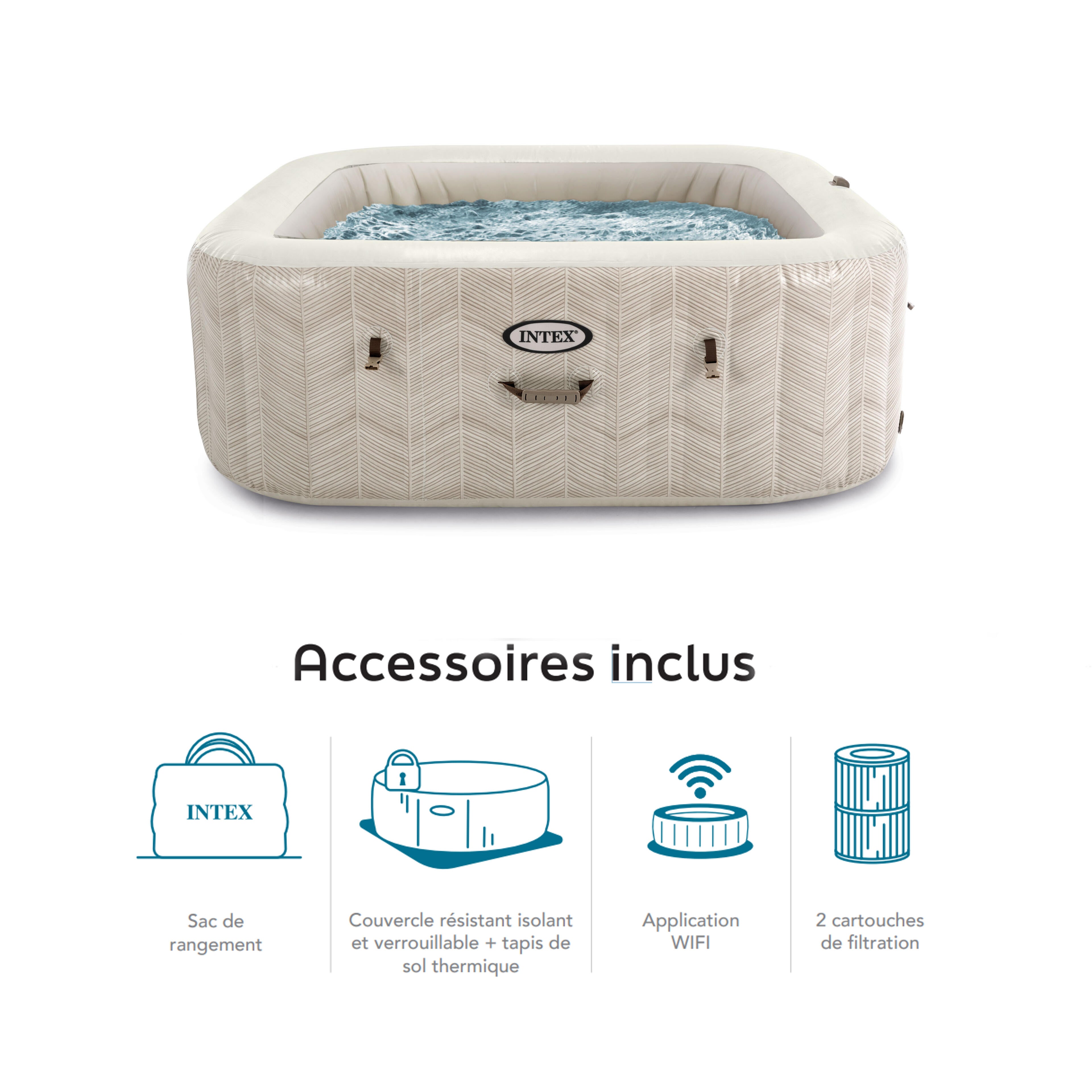 Pure Spa gonflable INTEX CHEVRON carré 4 places | Leroy Merlin