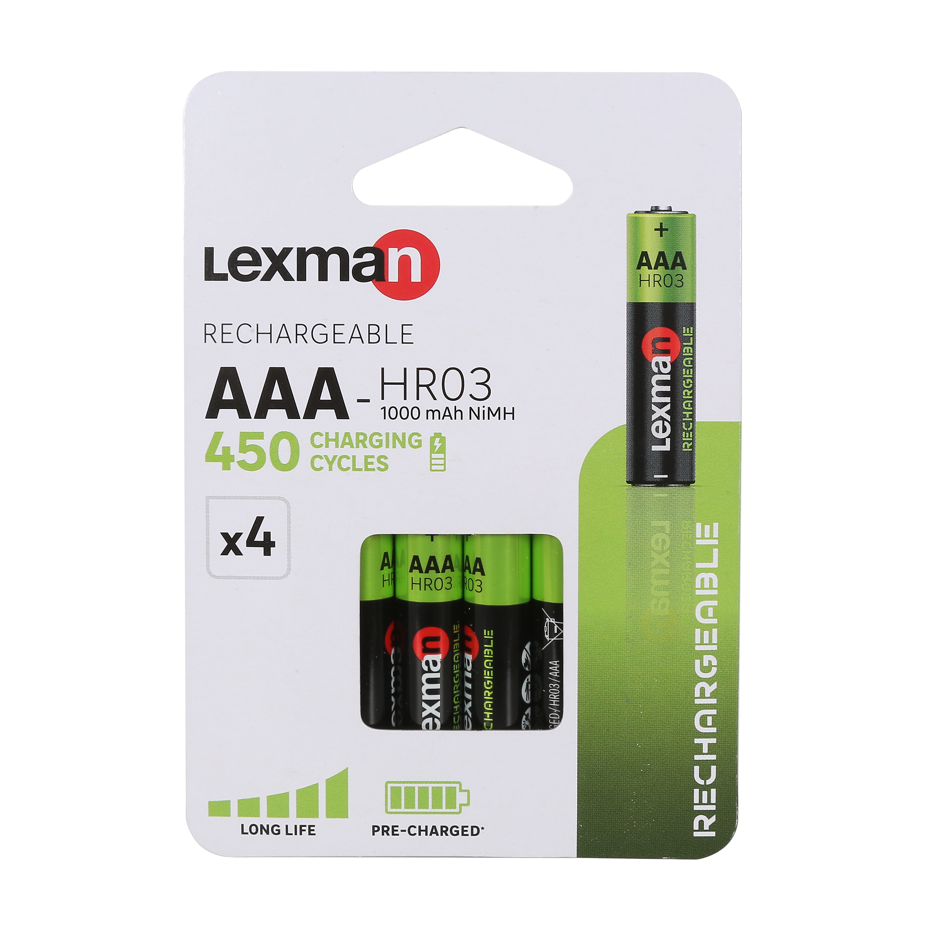 Lot de 4 piles rechargeable aaa, 1000 mAh, LEXMAN | Leroy Merlin