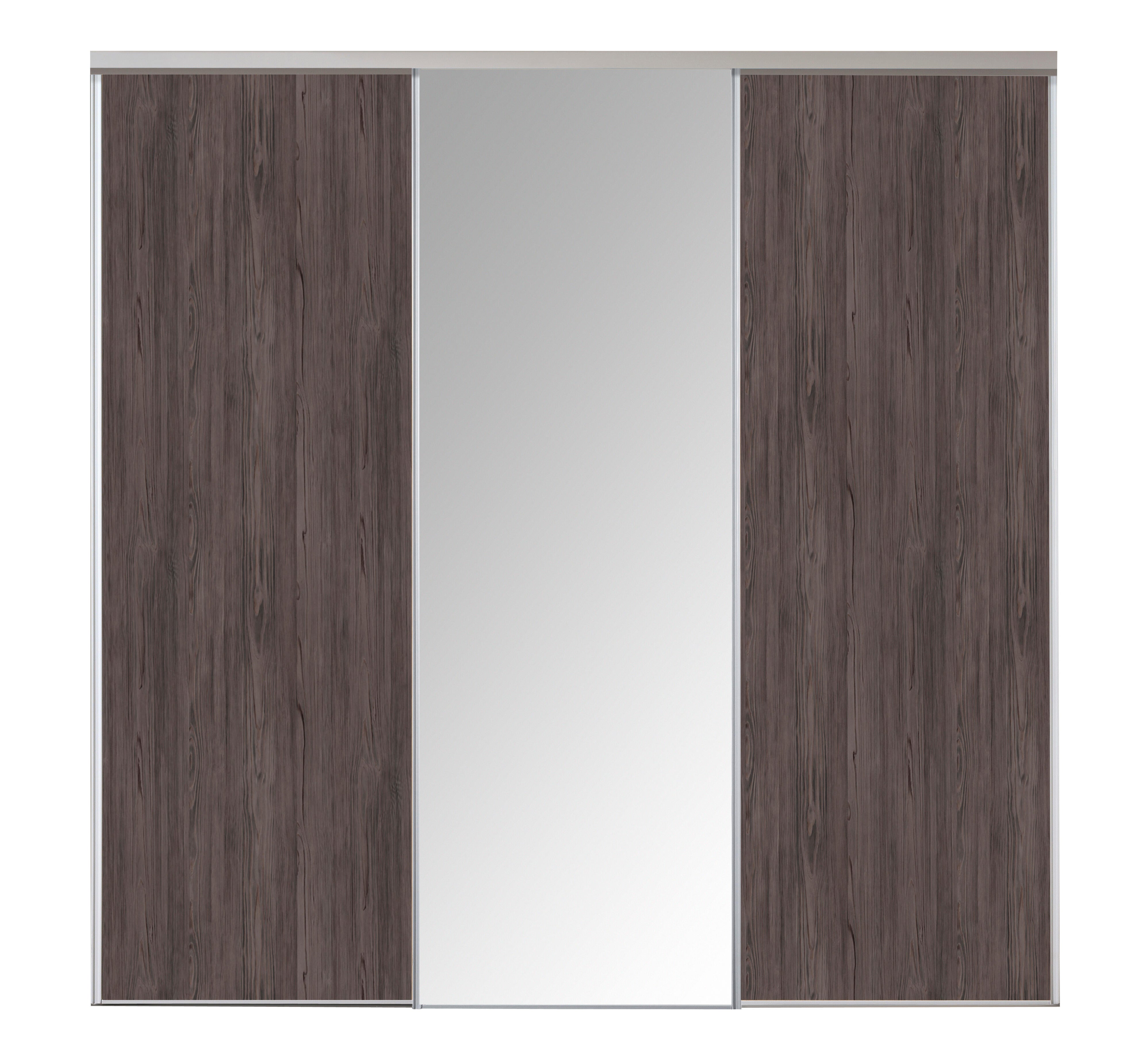 Kit anta scorrevole con binario OPTIMUM 3 ante marrone e specchio ...