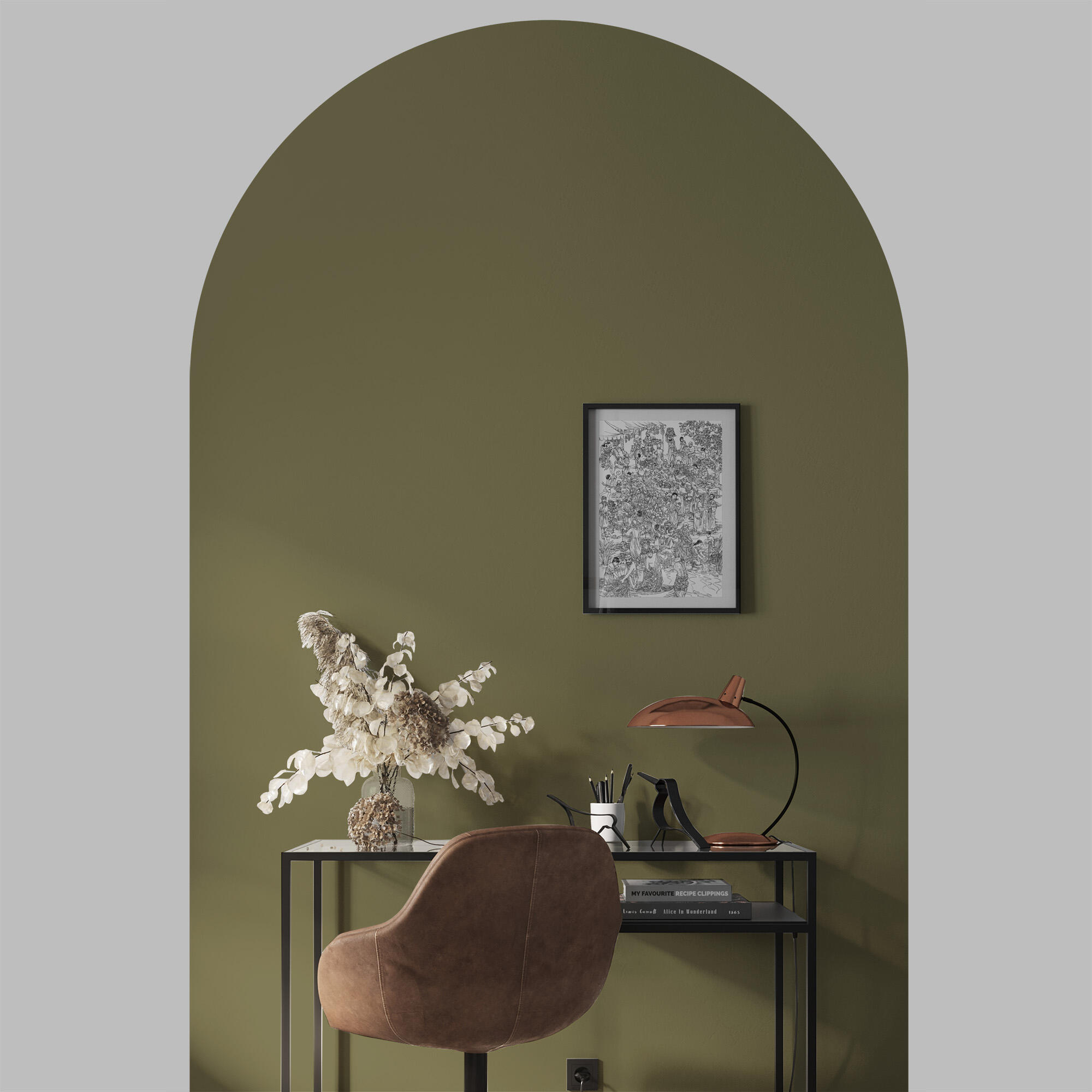 Arco pintado autoadhesivo verde aceituna 132x200cm | Leroy Merlin