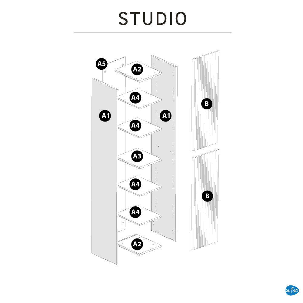 Colonna per mobile bagno Studio SENSEA 2 ante P 35 x L 30 x H 173 cm ...