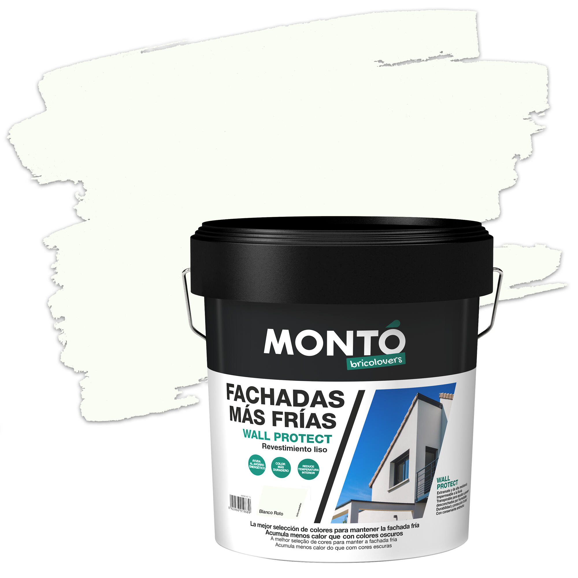 Pintura exterior color blanco roto para cemento, fachada MONTÓ mate 15L ...