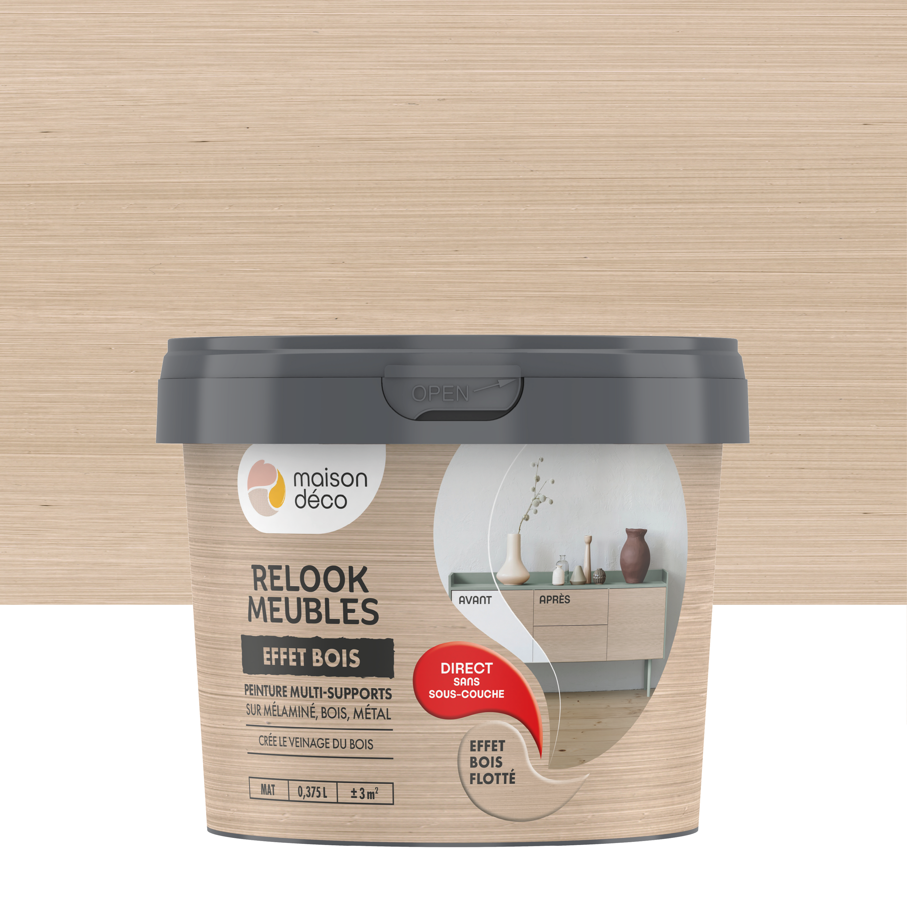 Peinture Relook MAISON DECO effet bois flotté mat 375 ml | Leroy Merlin