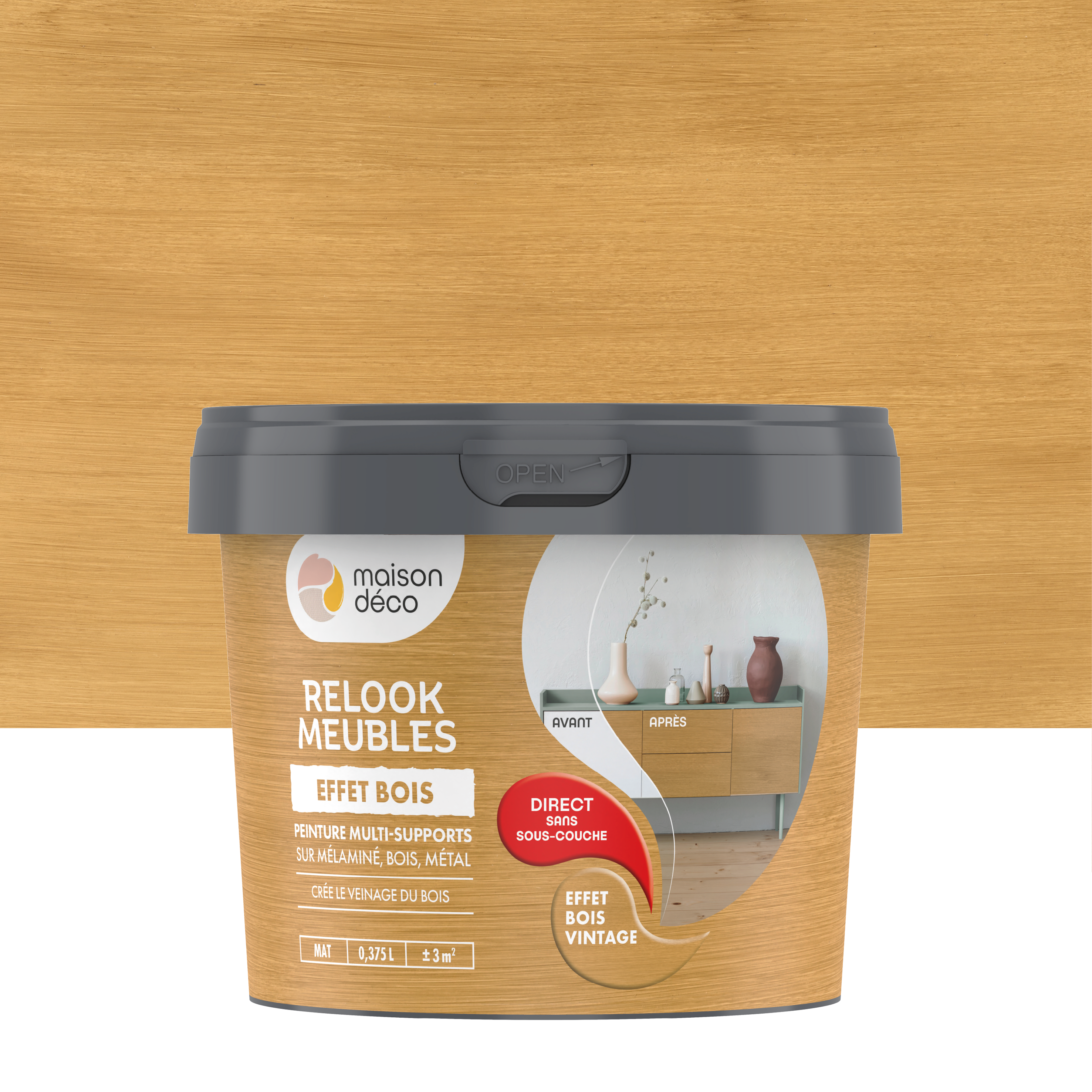 Peinture Relook MAISON DECO effet bois vintage mat 375 ml | Leroy Merlin