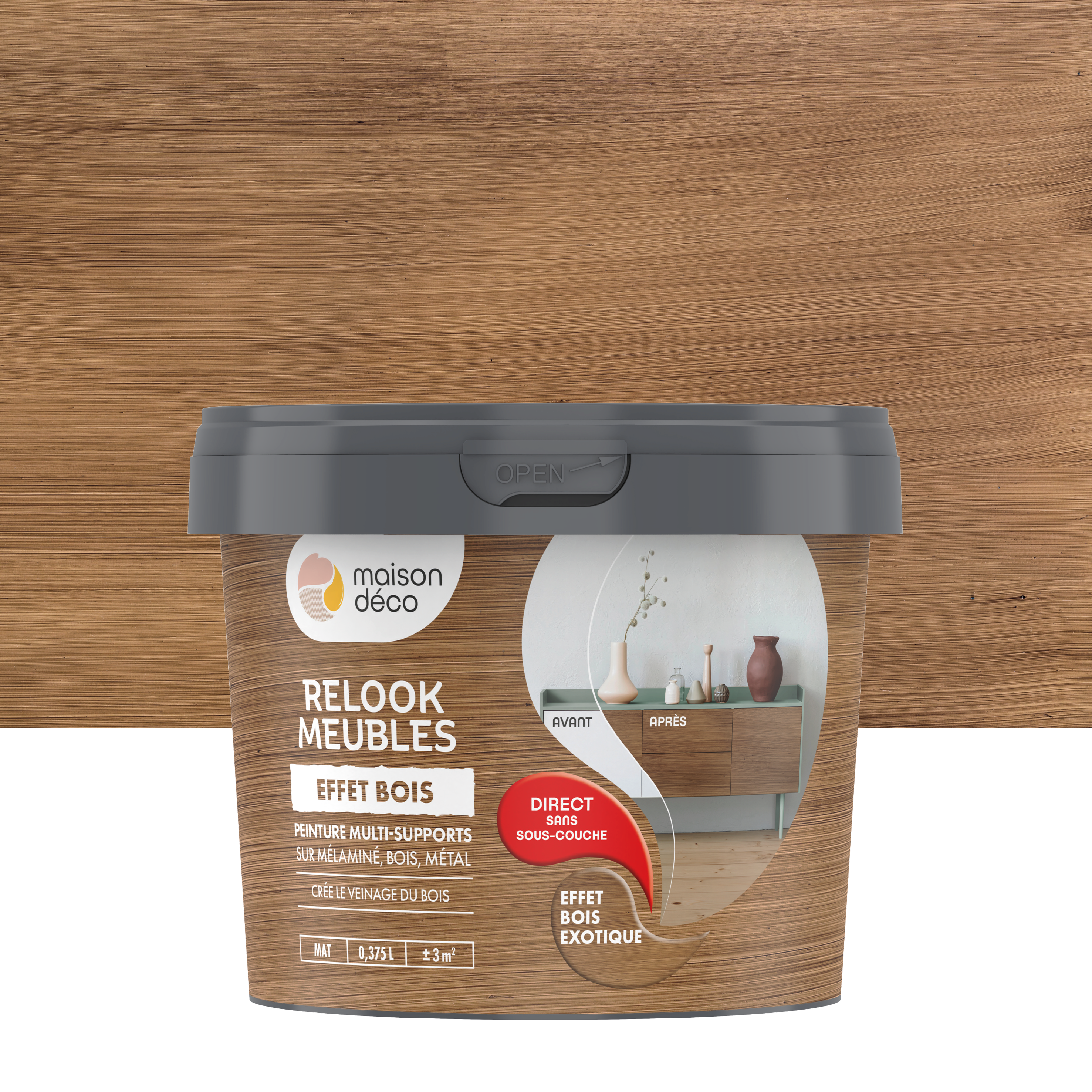 Peinture Relook meulbe MAISON DECO effet bois exotique mat 375 ml ...