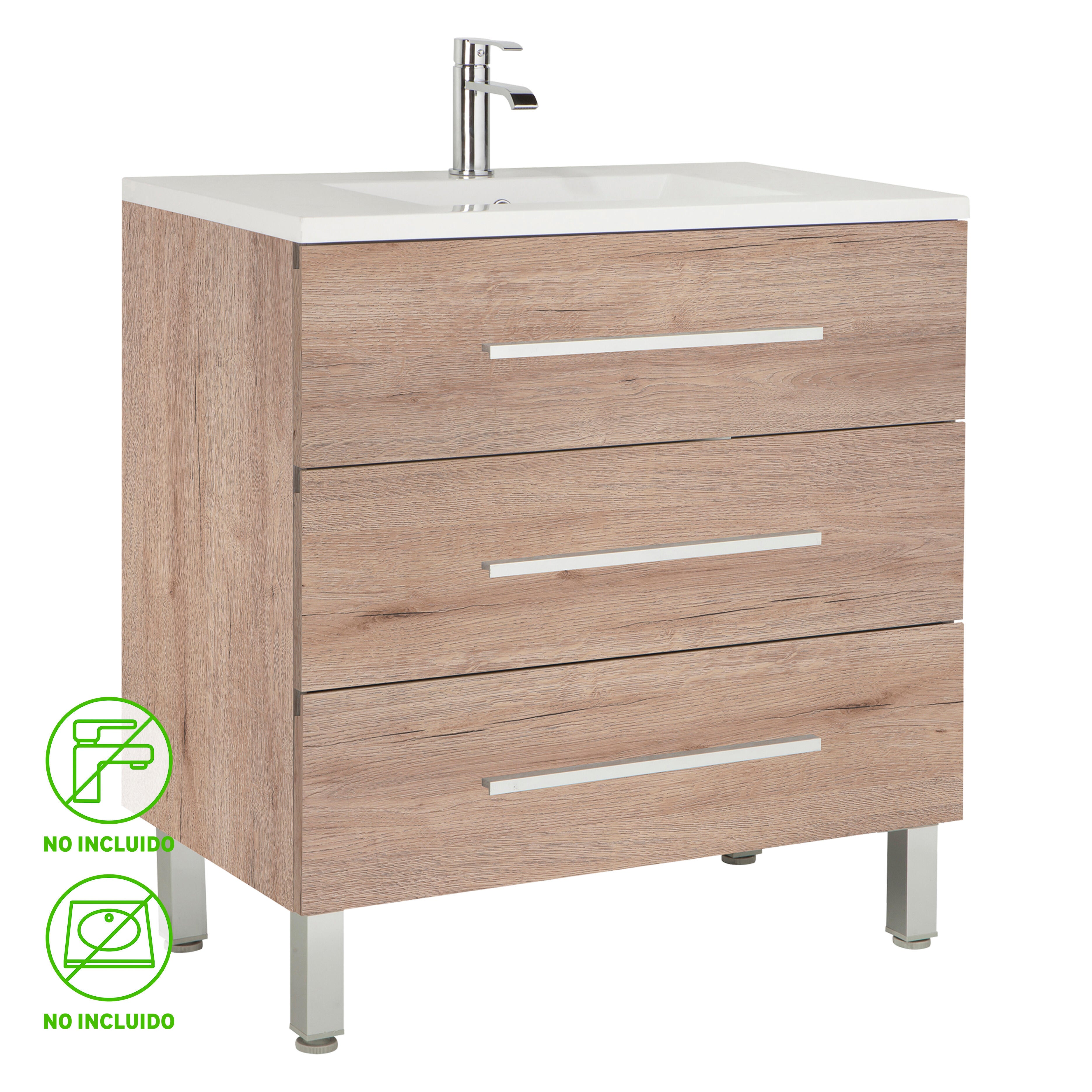 Mueble de baño Madrid roble 90x45 cm | Leroy Merlin