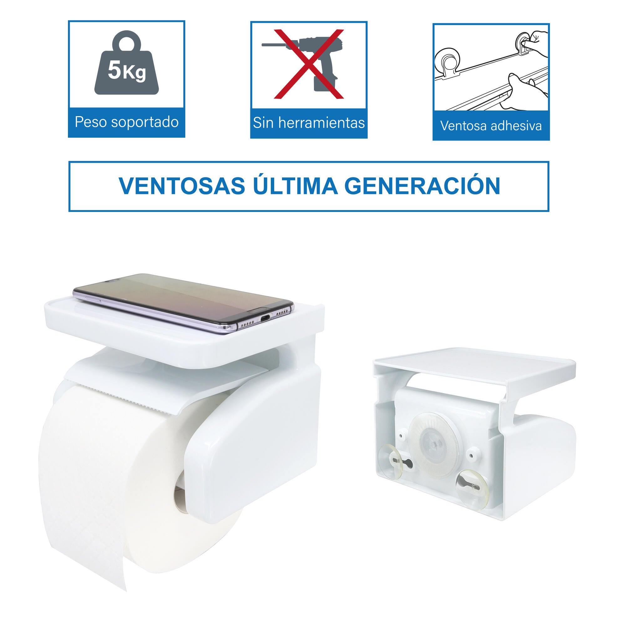 Portarrollos de papel higiénico Basic blanco ventosa | Leroy Merlin