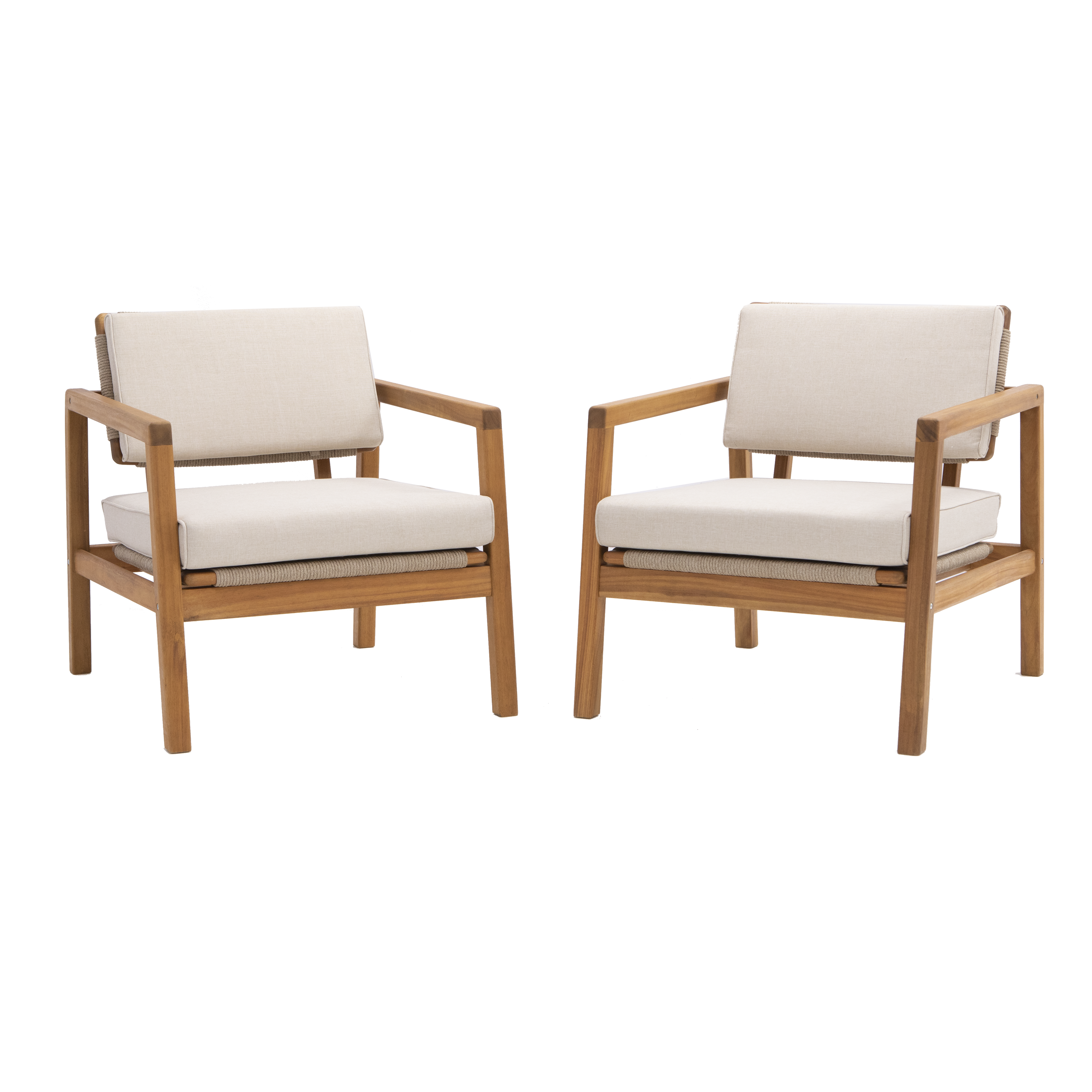 Poltrona da giardino con cuscino beige e braccioli Oasis NATERIAL da 2 ...