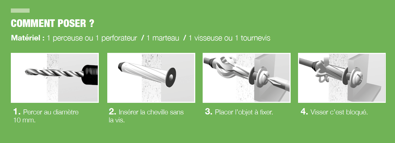 Lot de 4 Cheville murale avec vis SPIT, Ø10 x L.56 mm | Leroy Merlin