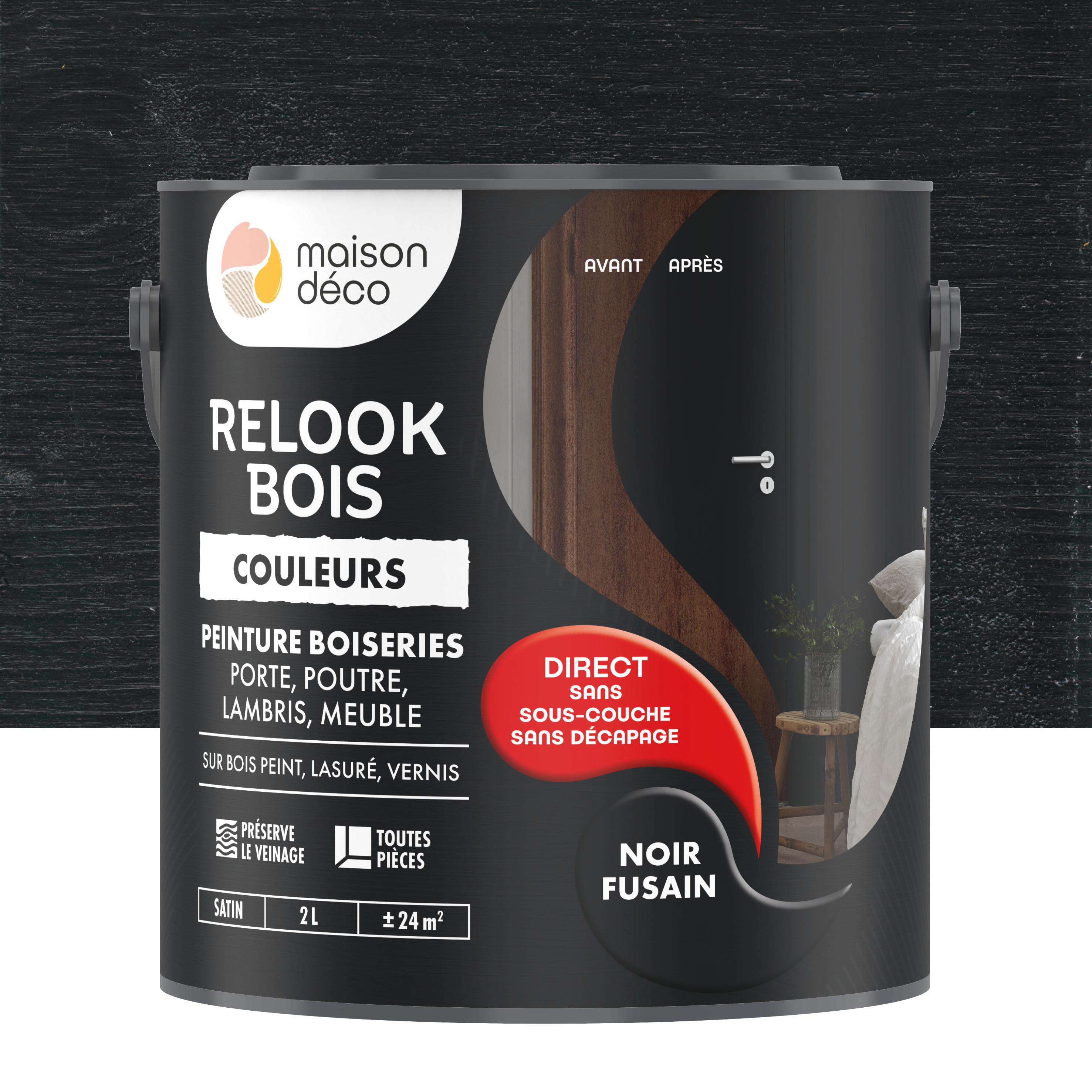 Peinture Poutre et lambris Relook bois MAISON DECO, noir fusain satiné ...
