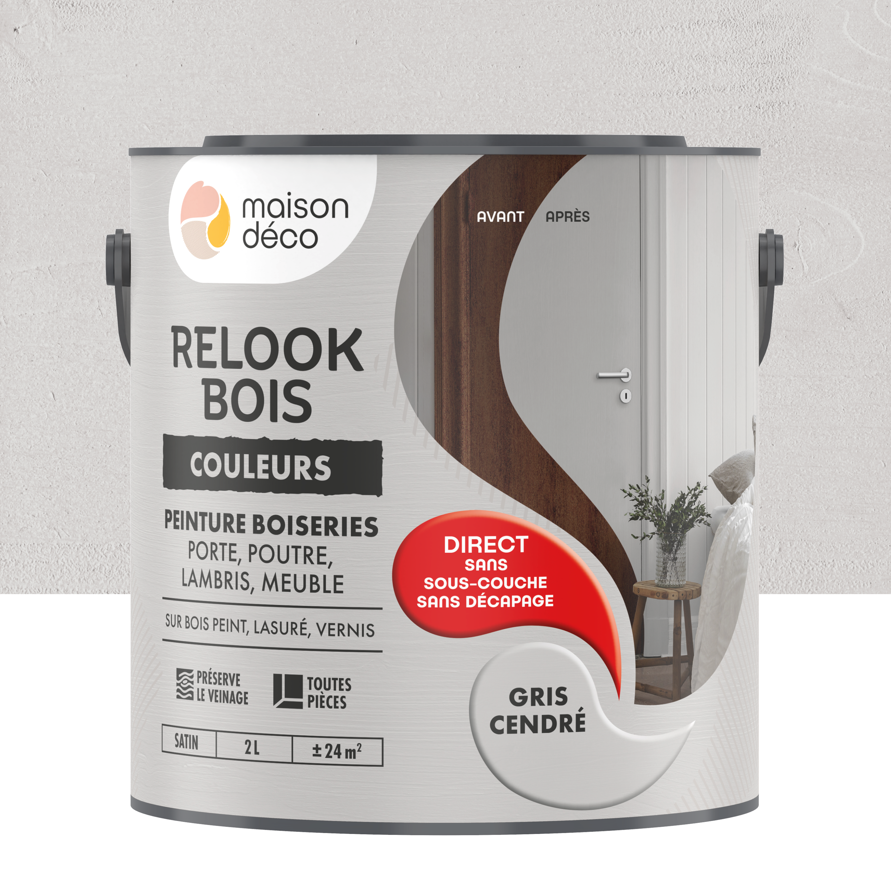 Peinture Poutre et lambris Relook bois MAISON DECO, gris cendré satiné ...