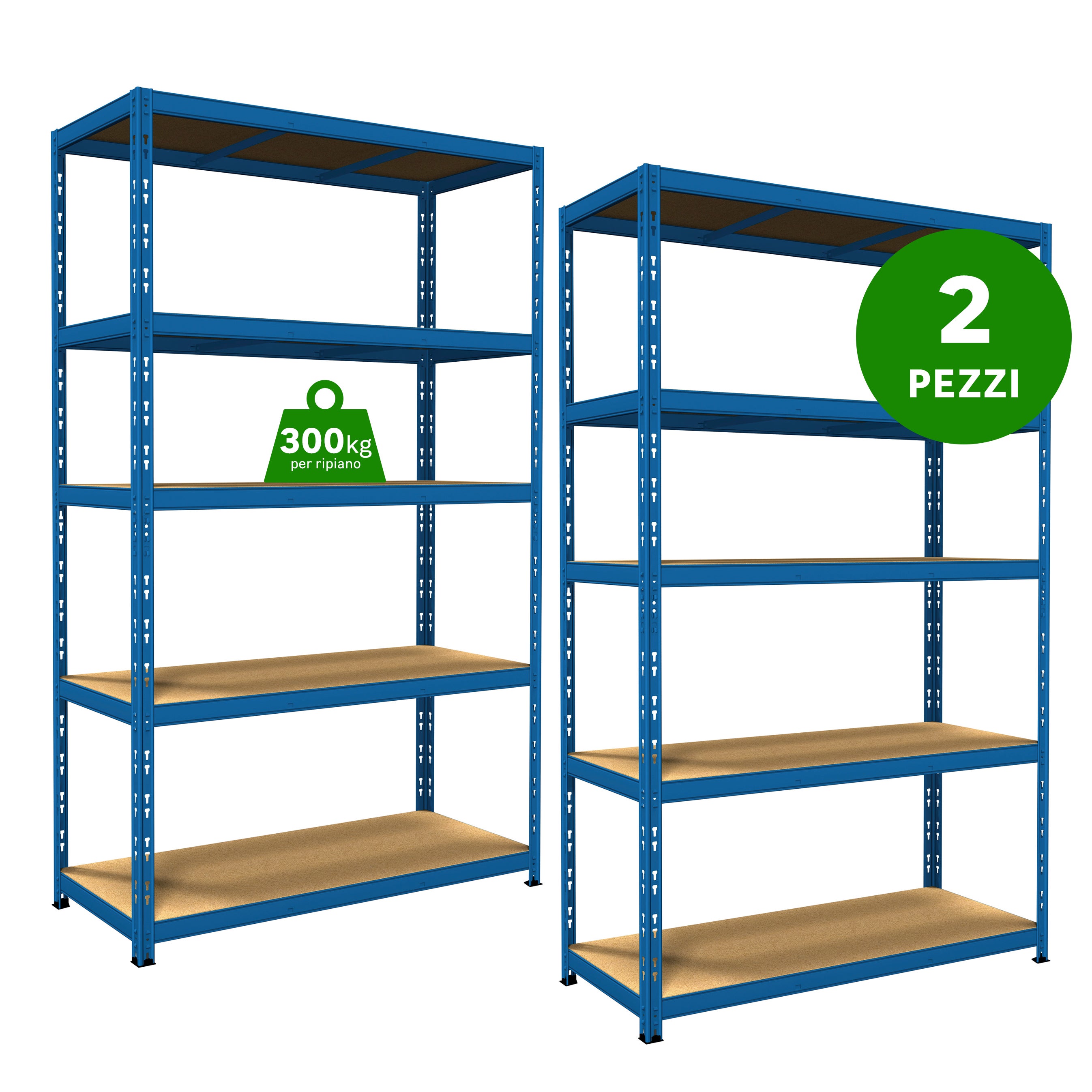 Set di 2 scaffali 10 ripiani Pokerino L 120 x P 50 x H 200 cm blu ...