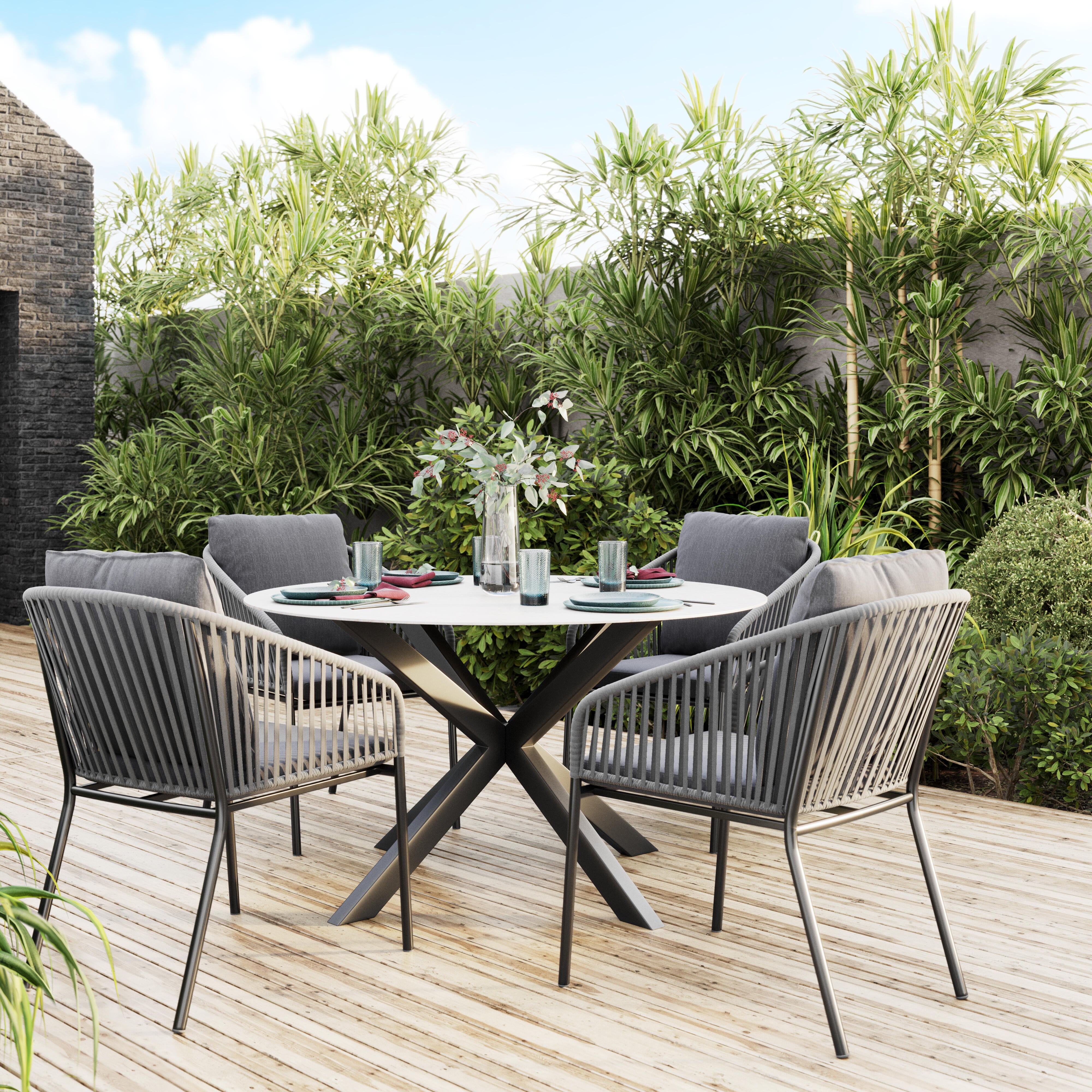 Conjunto de muebles de jardín Jónico de aluminio para 4 comensales ...