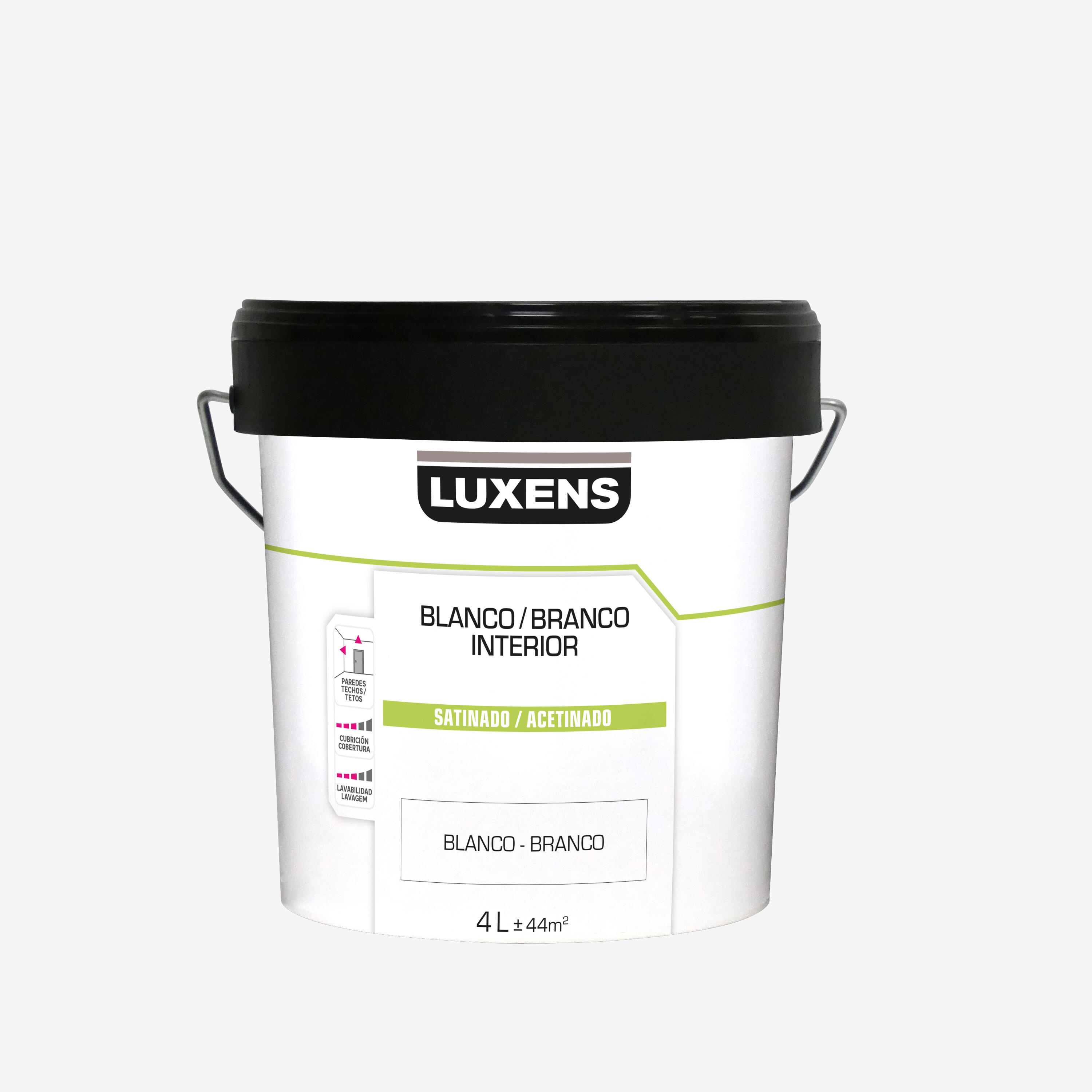 Pintura de interior Basic LUXENS color blanco satinado 4L para paredes ...