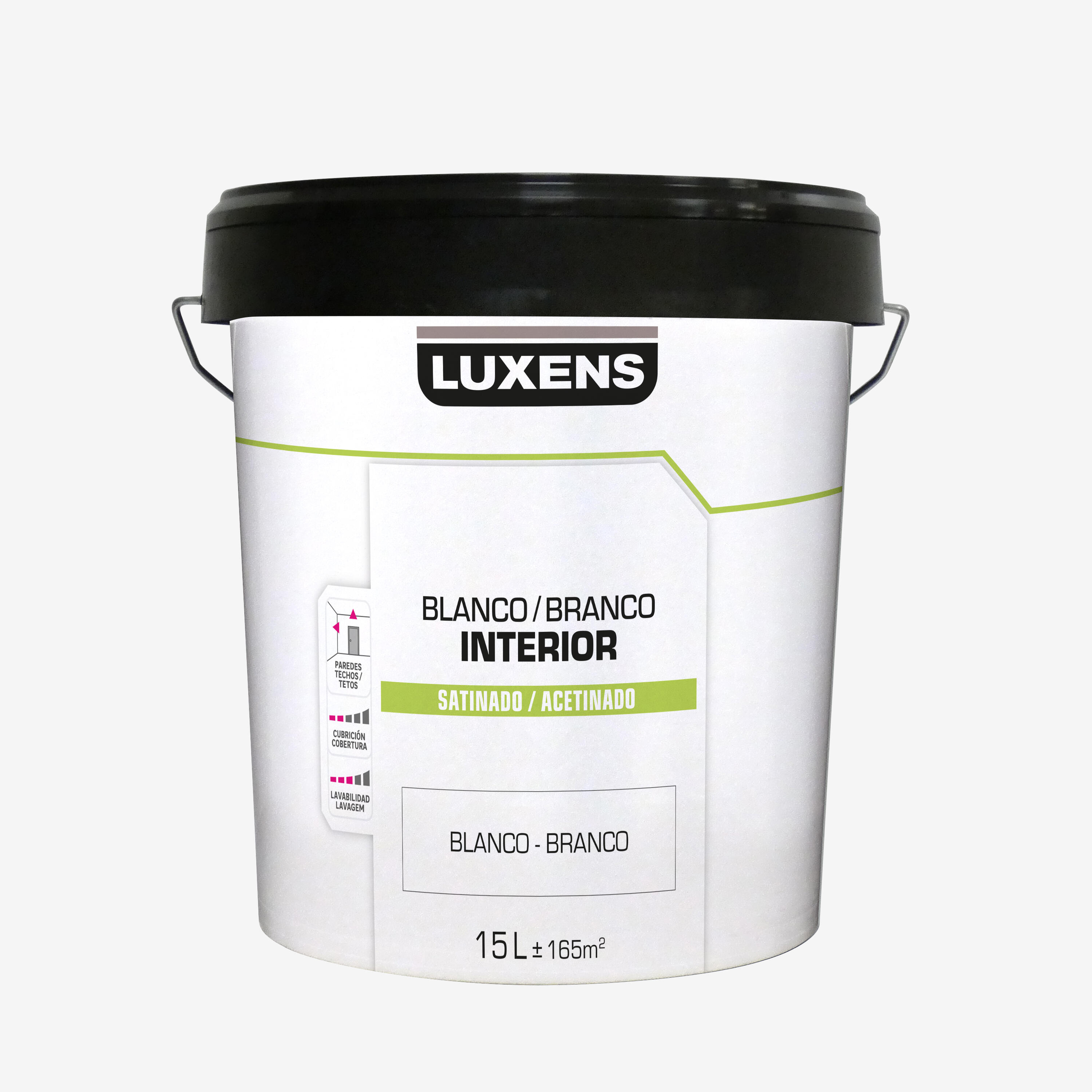 Pintura de interior Basic LUXENS color blanco satinado 15L para paredes ...