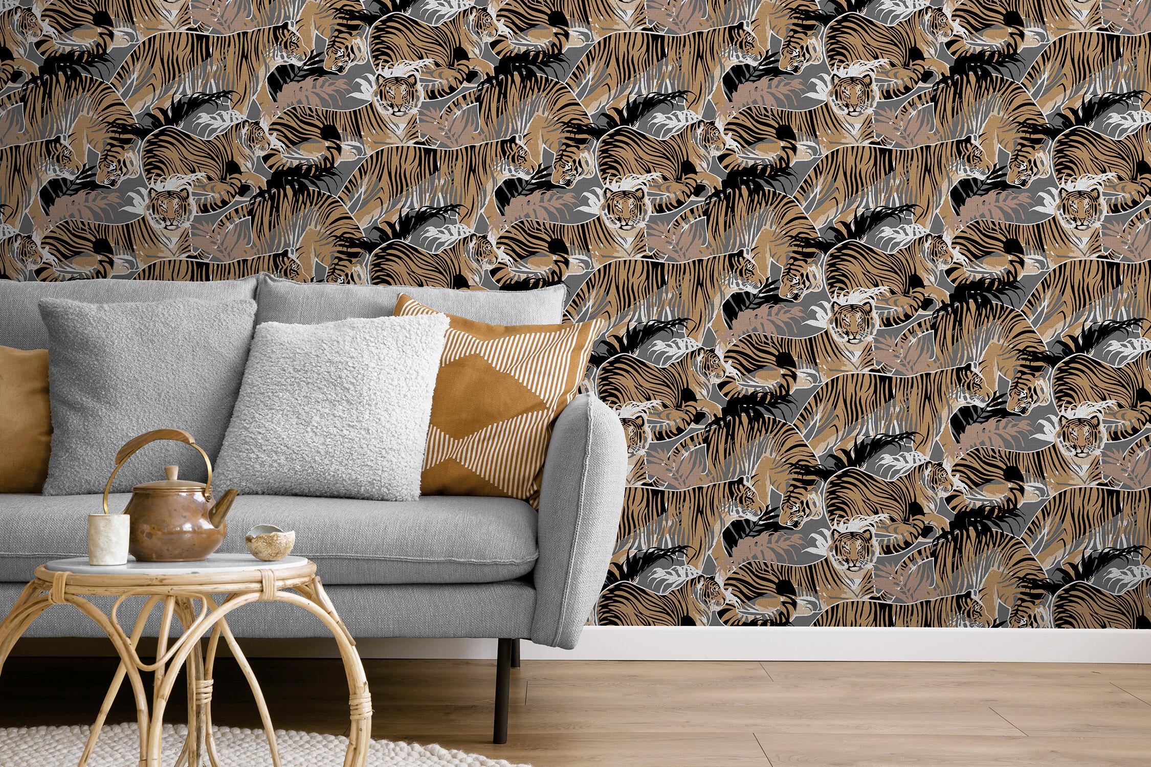 Papier peint intissé Nomade tiger squad noir | Leroy Merlin