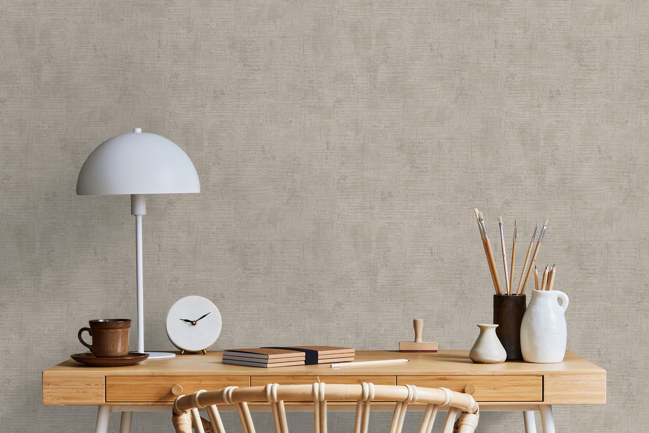 Papier peint intissé Nomade uni trait taupe | Leroy Merlin