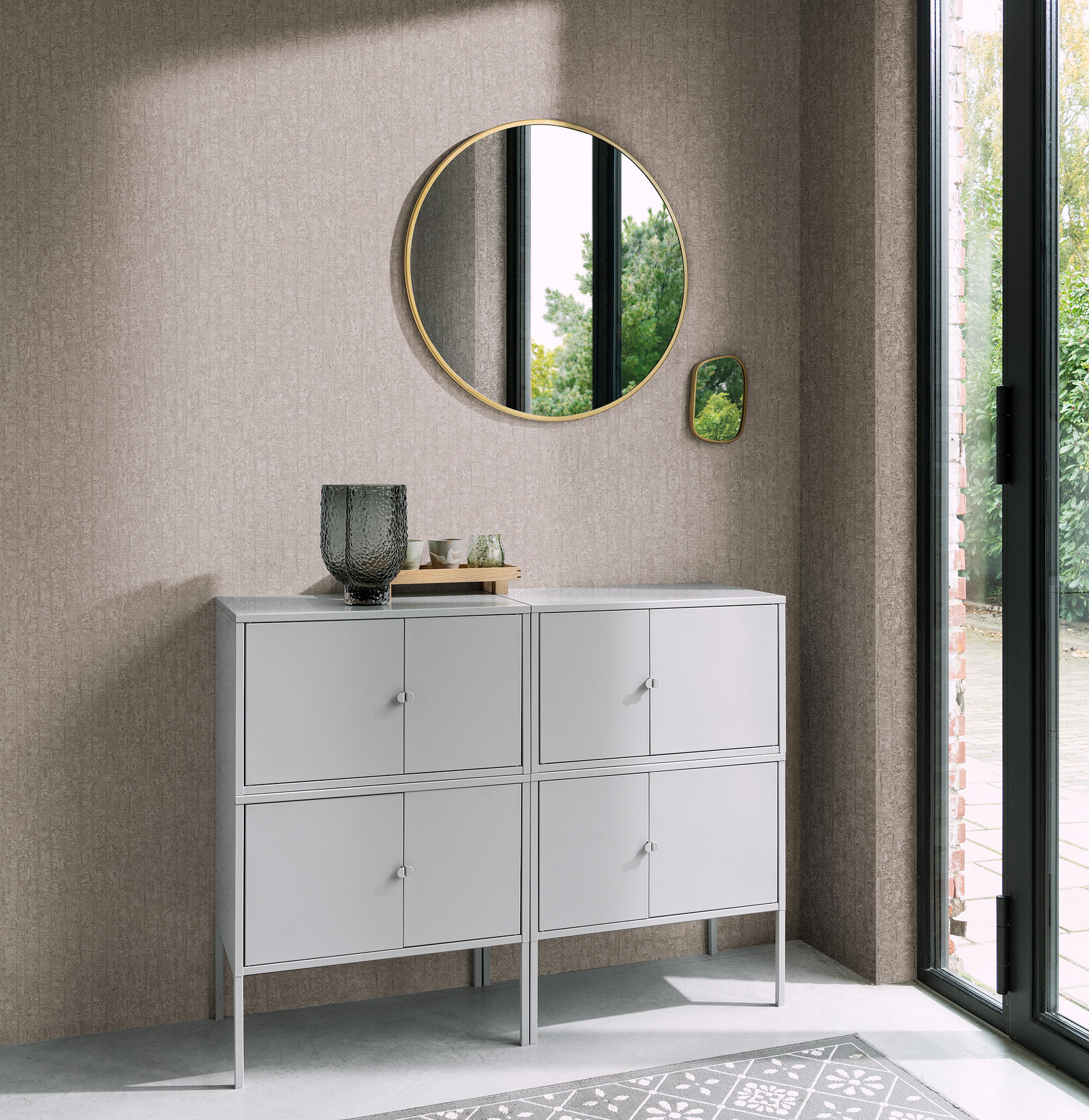 Papel pintado vinilo imitación material Loft3 499230 gris | Leroy Merlin