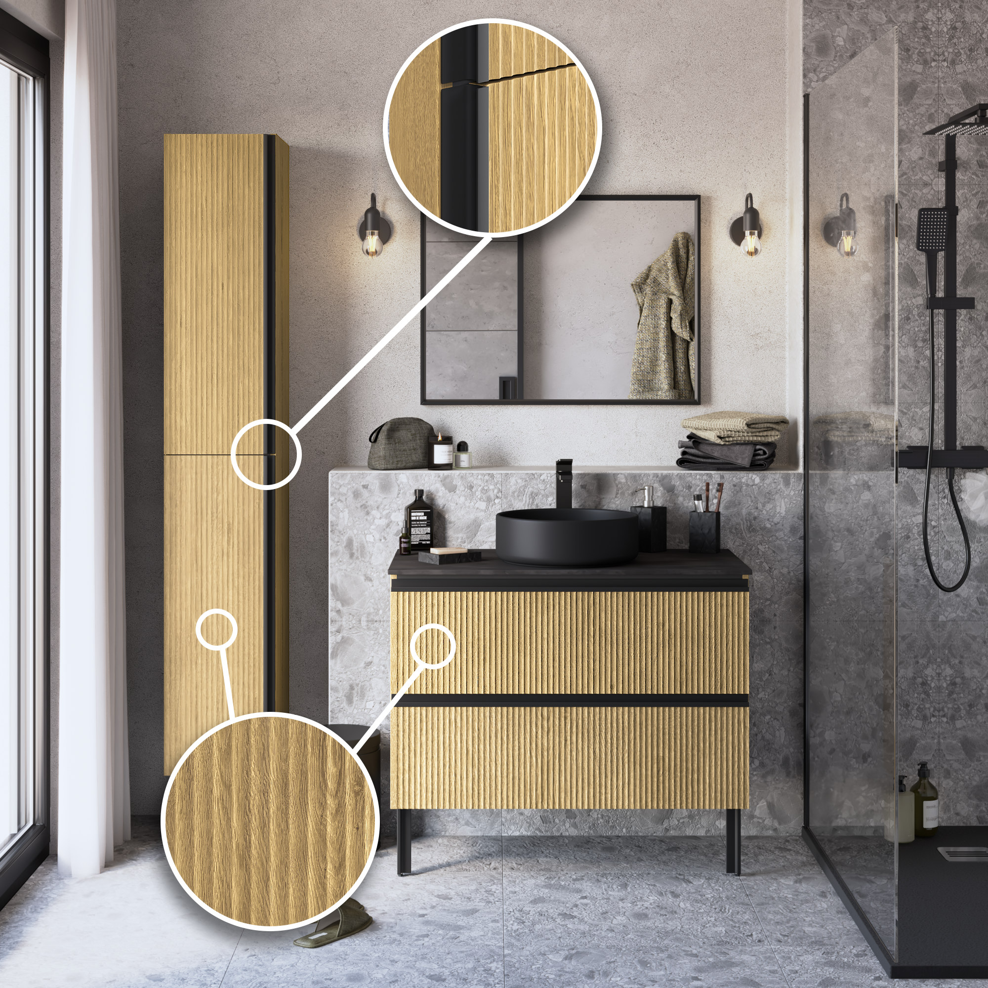 Colonna per mobile bagno Studio SENSEA 2 ante P 35 x L 30 x H 173 cm ...