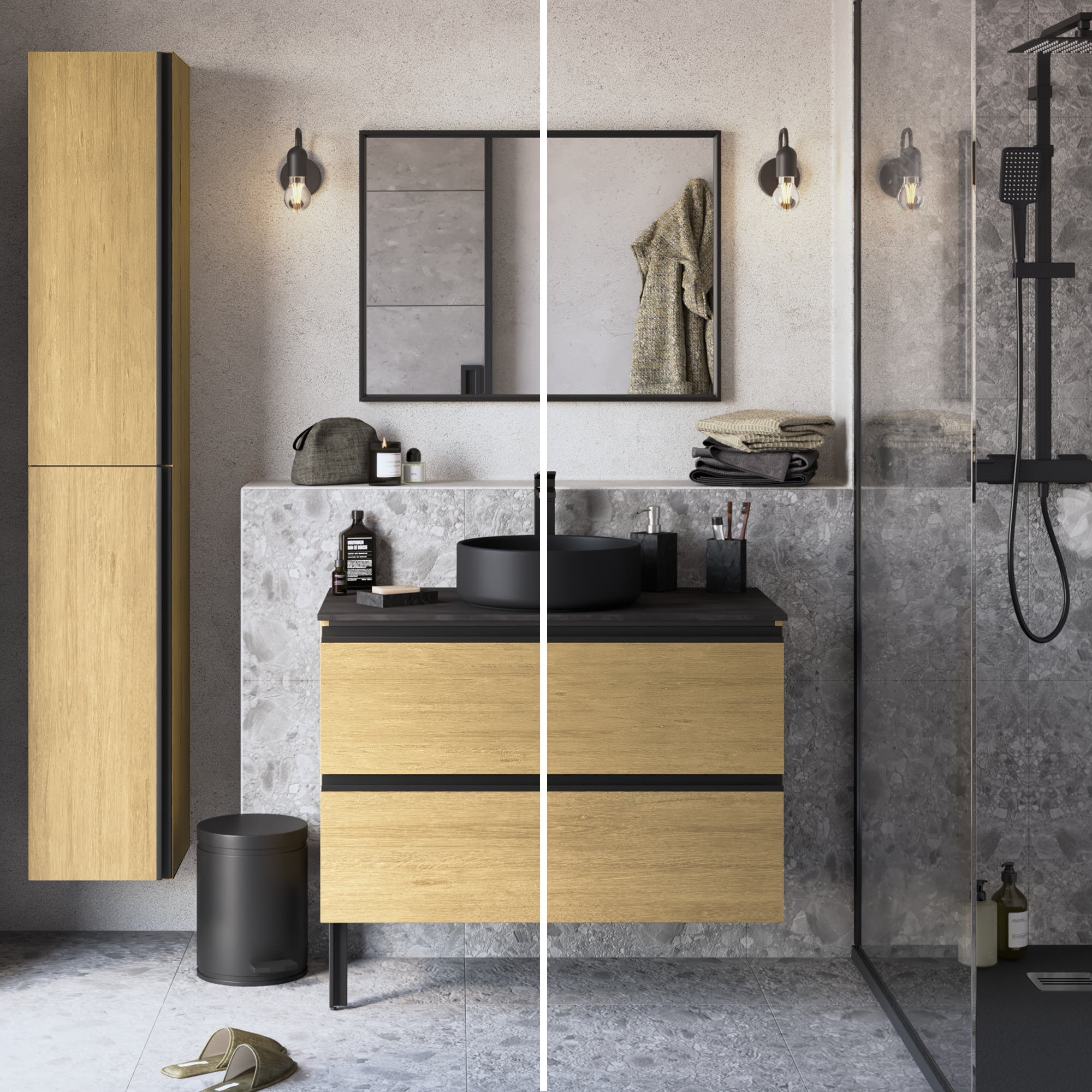 Pack de mueble de baño con lavabo y columna Studio 60x48 cm | Leroy Merlin