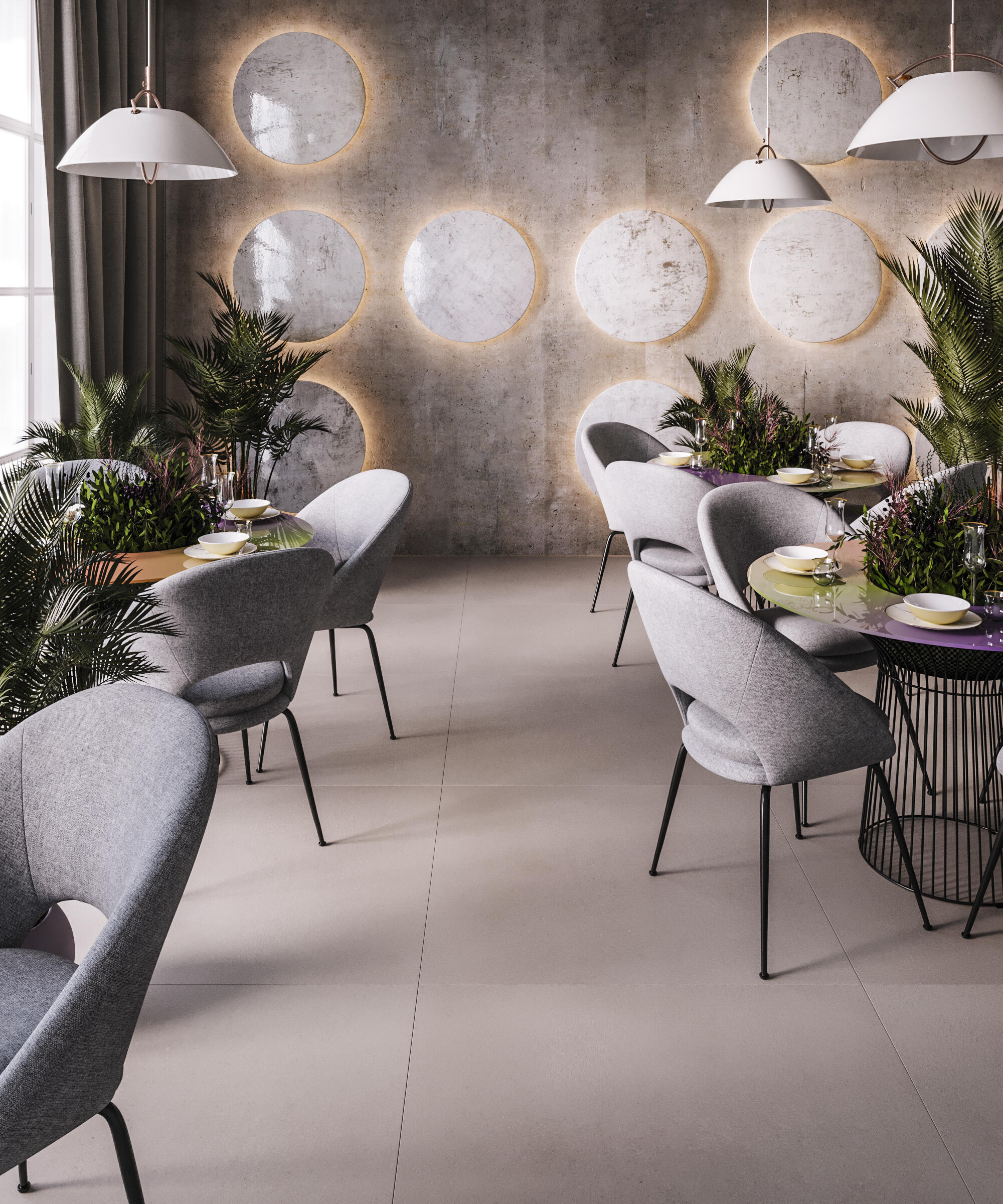 Suelo porcelánico Pro efecto cemento concrete 90x90 cm C1 ROCA TILES ...